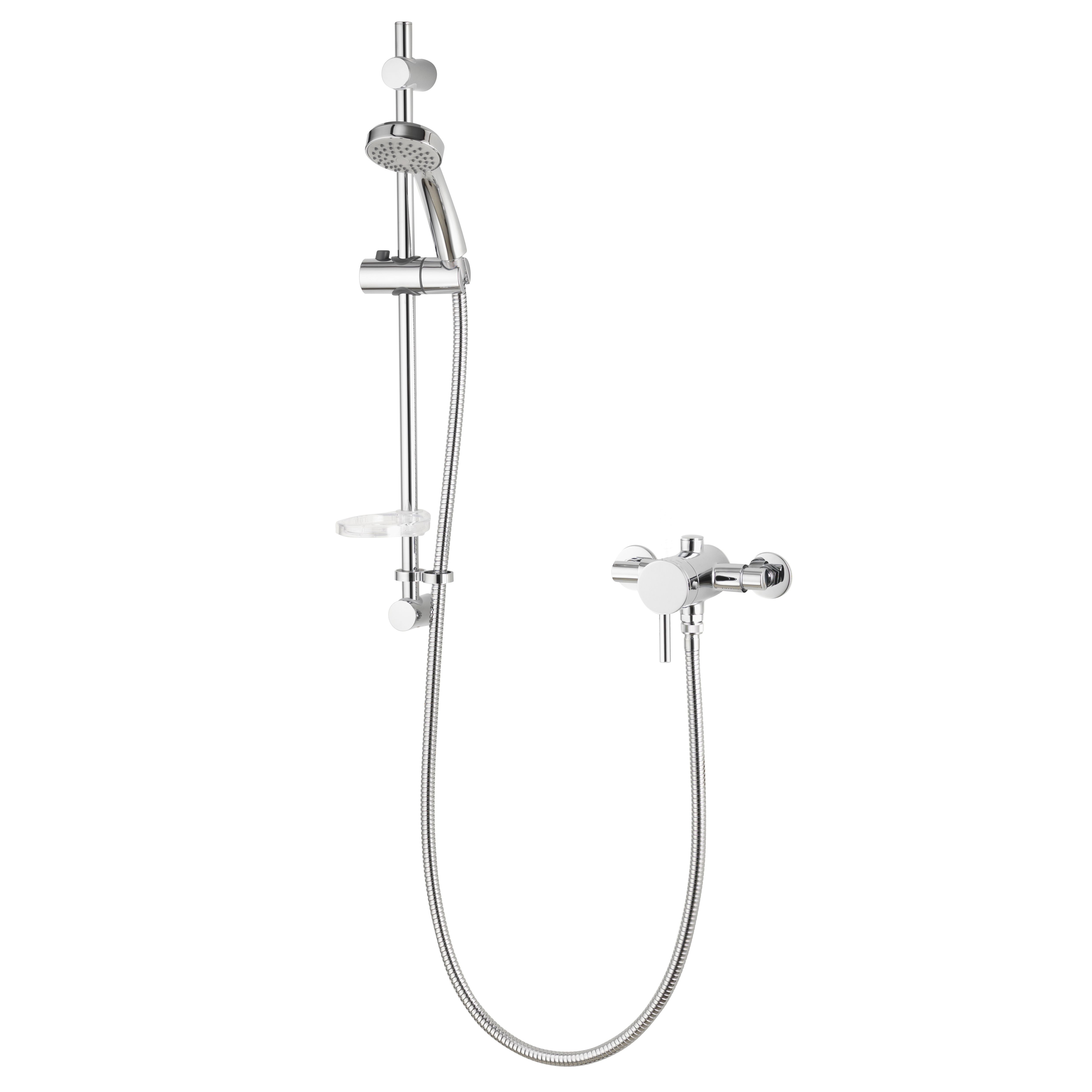 AQUALISA SIERRA CHROME EFFECT REAR FED MANUAL MIXER SHOWER & 1.5M HOSE ...