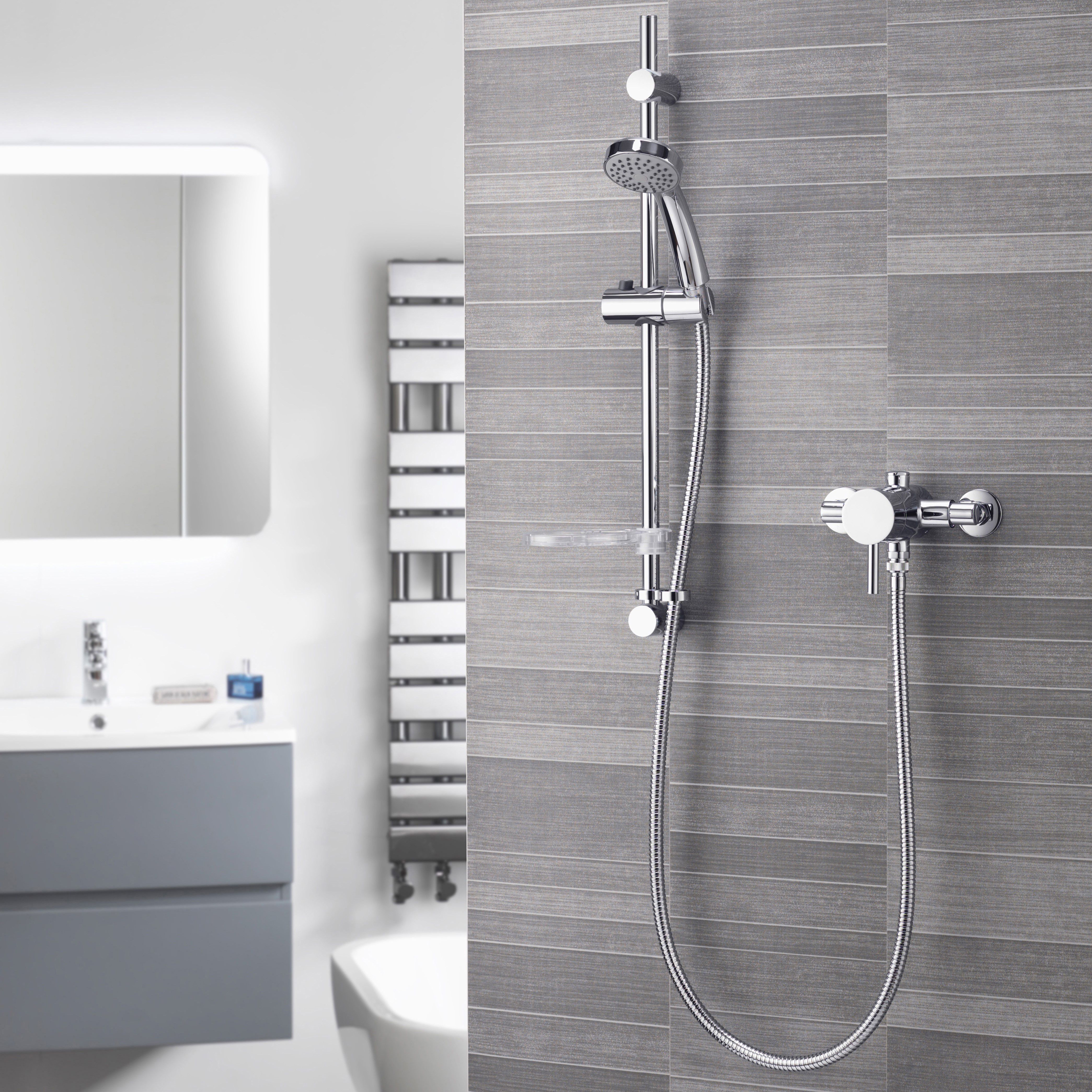 Aqualisa Sierra Chrome effect Rear fed Manual Mixer Shower & 1.5m hose ...