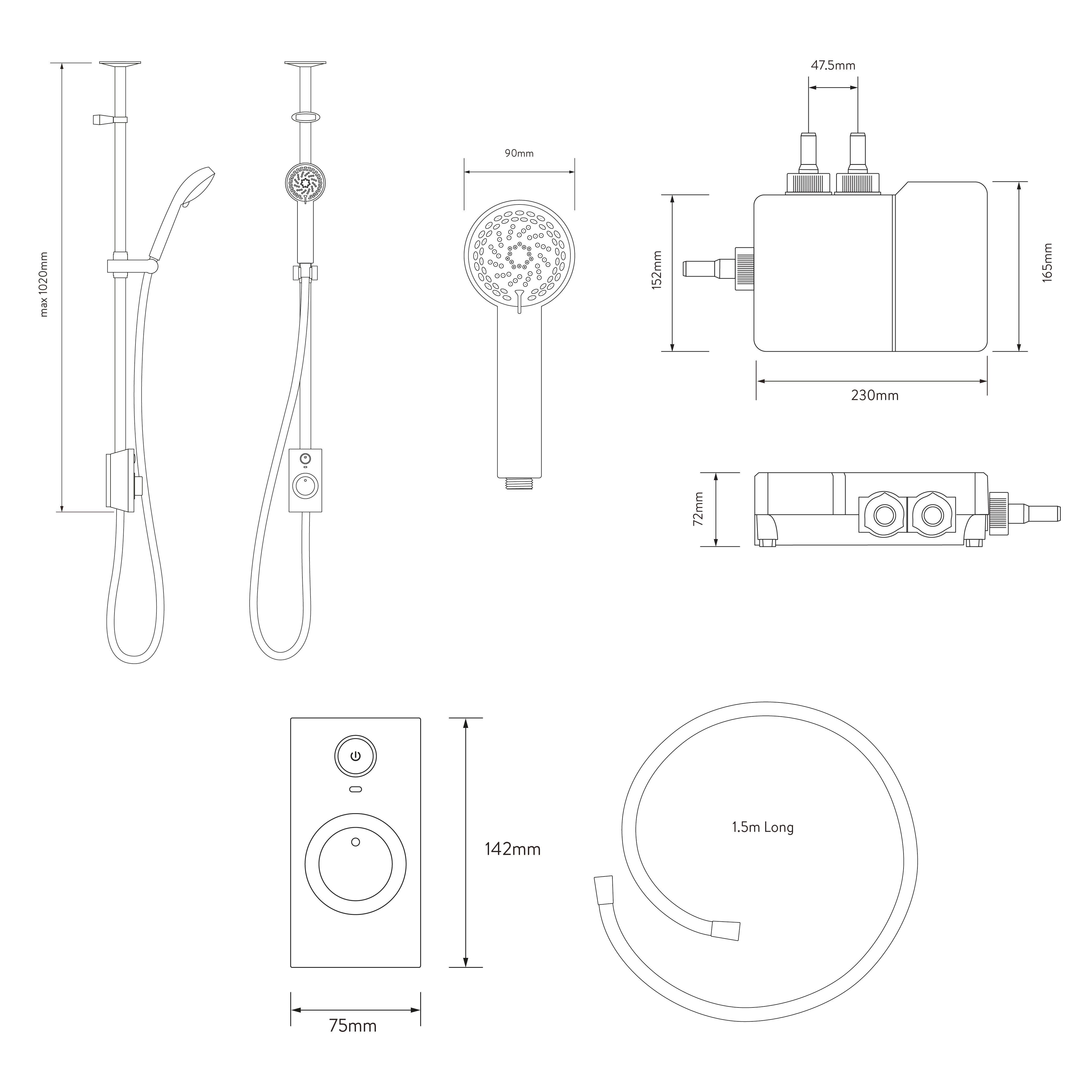 Aqualisa Visage Smart Chrome effect Ceiling fed High pressure Digital ...