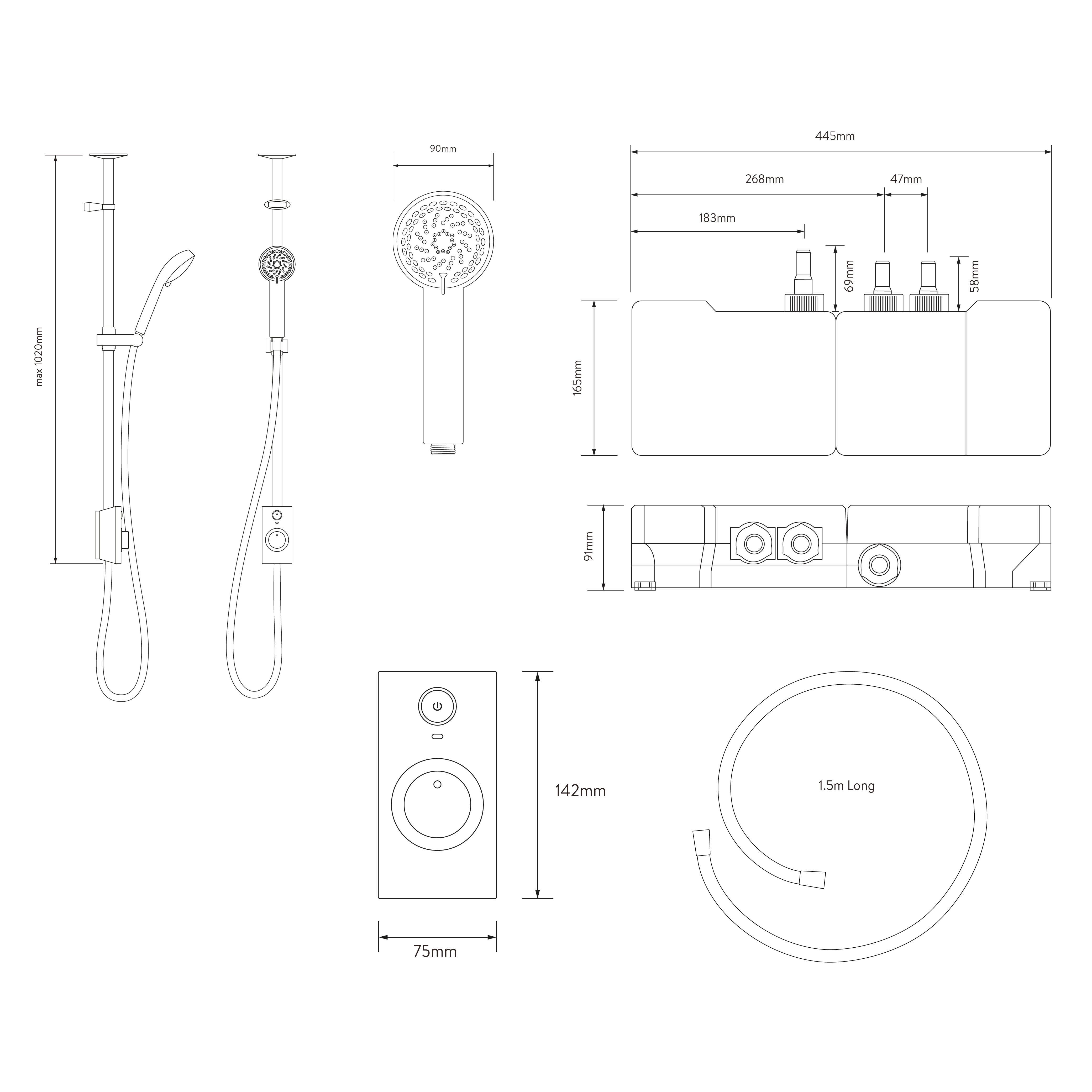 Aqualisa Visage Smart Chrome effect Ceiling fed Low pressure Digital ...