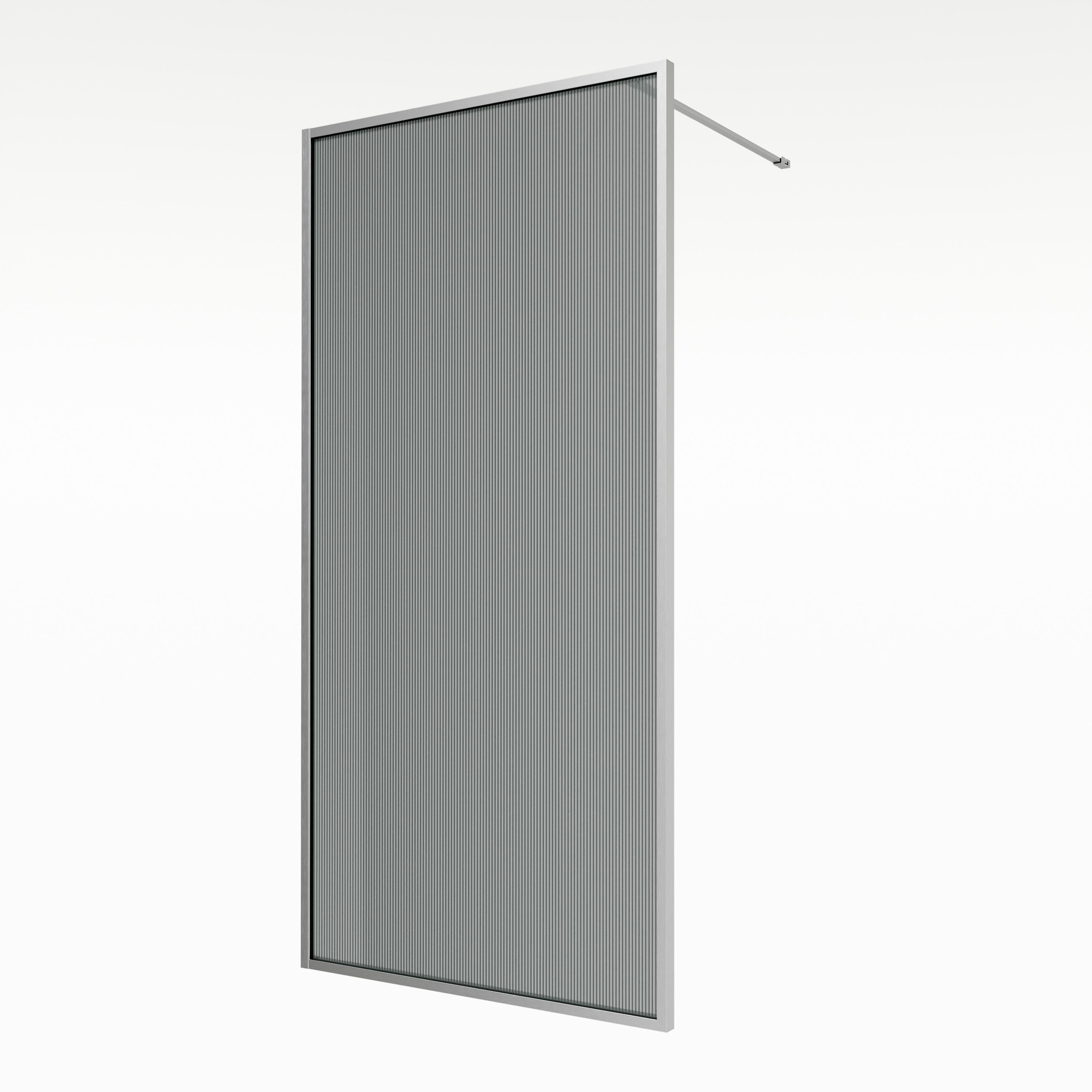 Aqualux AQ PRO Polished Silver Fluted Single Wet room glass screen (H ...