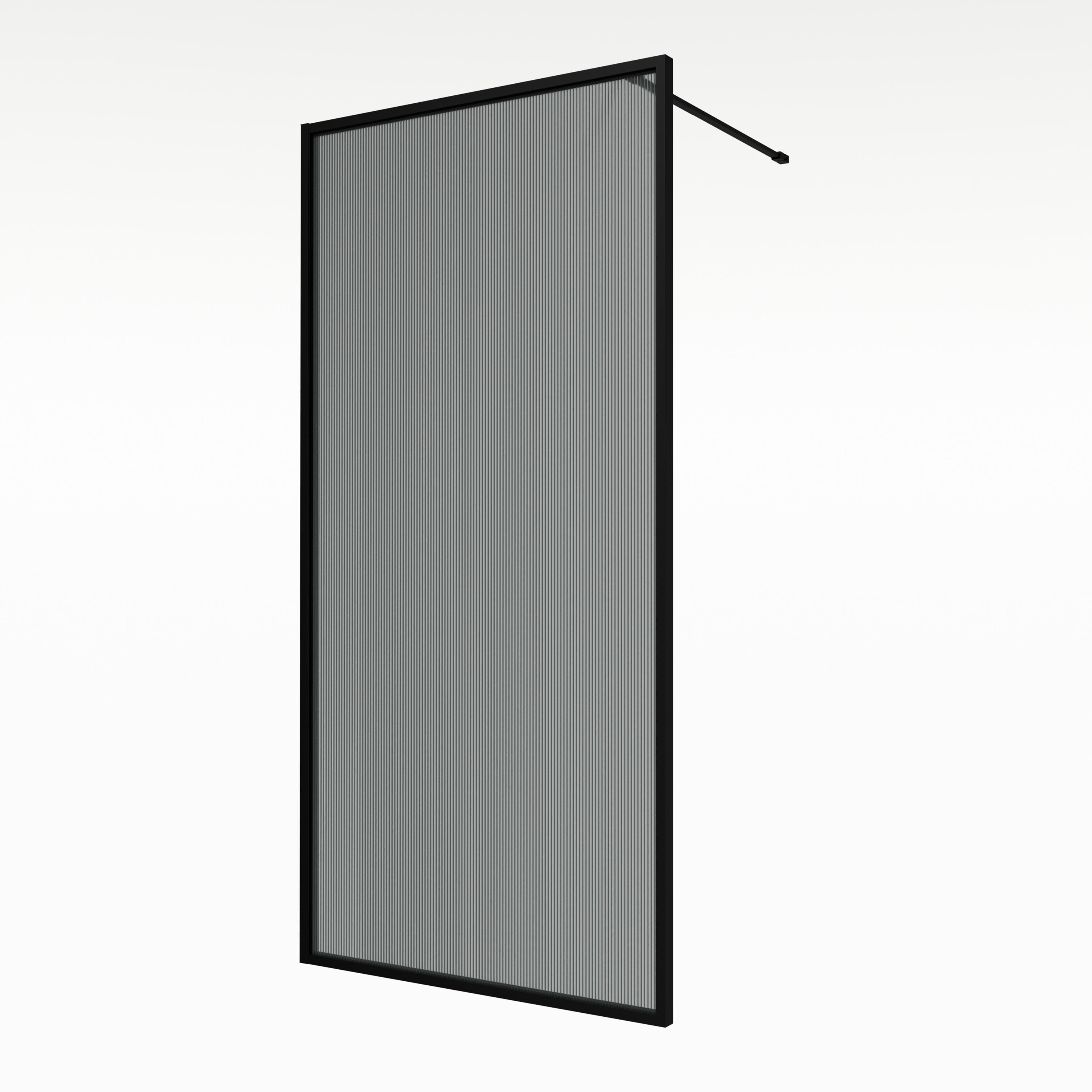 Aqualux AQ PRO Single Matt Black frame Fluted Wet room glass screen ...