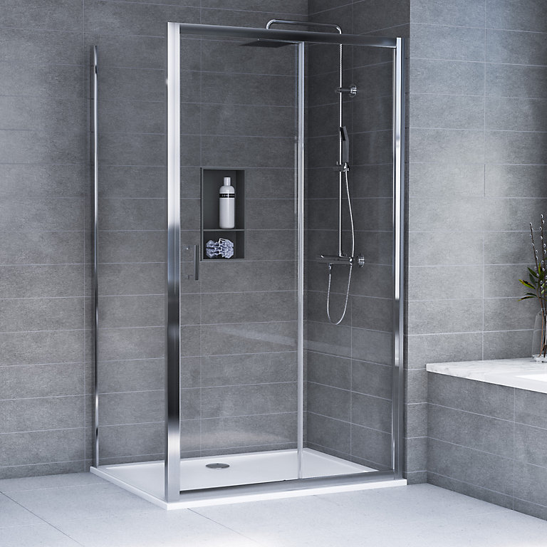 Aqualux Edge 6 Silver effect Left or right Rectangular Shower Enclosure ... Aqualux Edge 6 Silver effect Left or right Rectangular Shower Enclosure ...