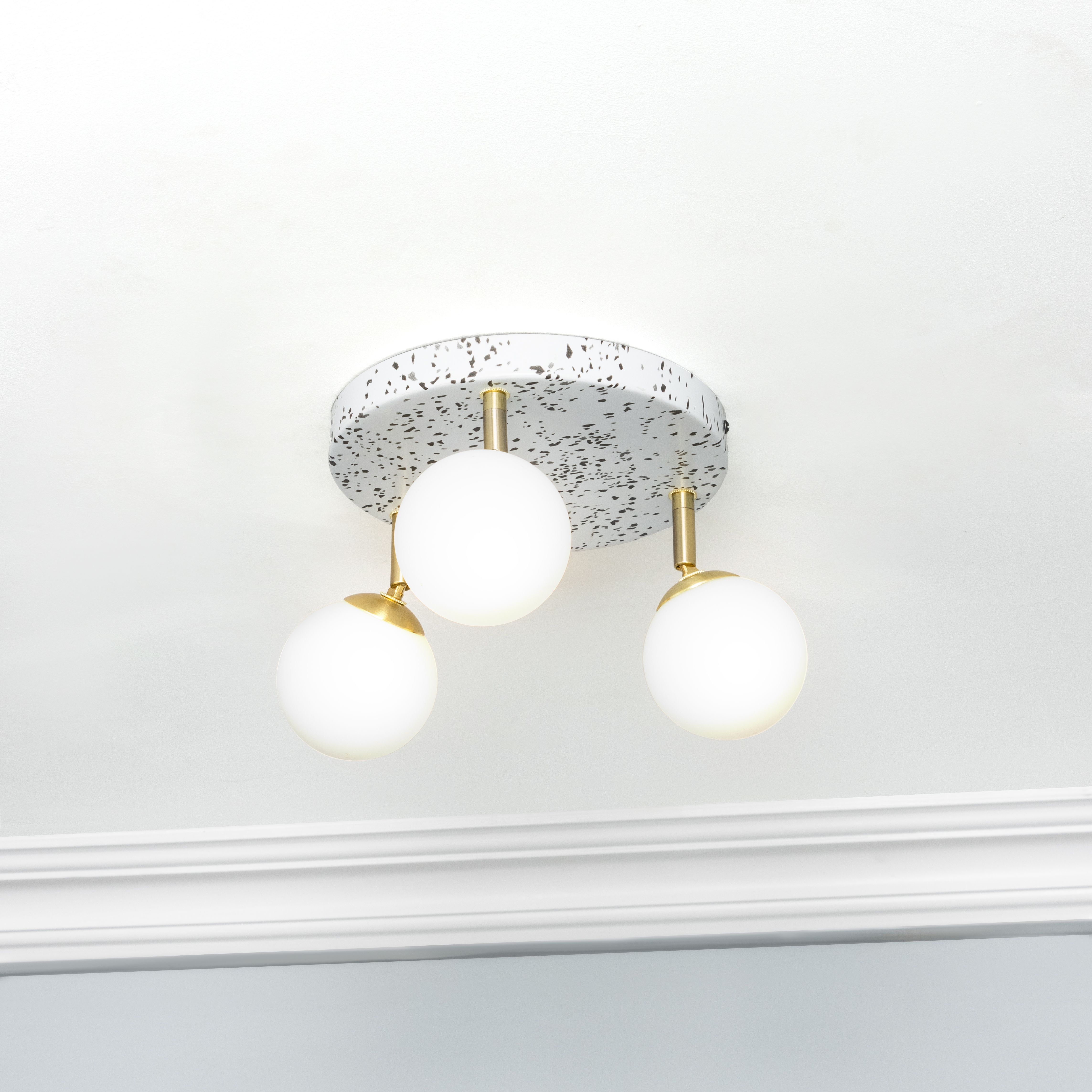 Buy Arca Print Satin Terrazzo Brass effect 3 Light Spotlight | DIY at B&Q