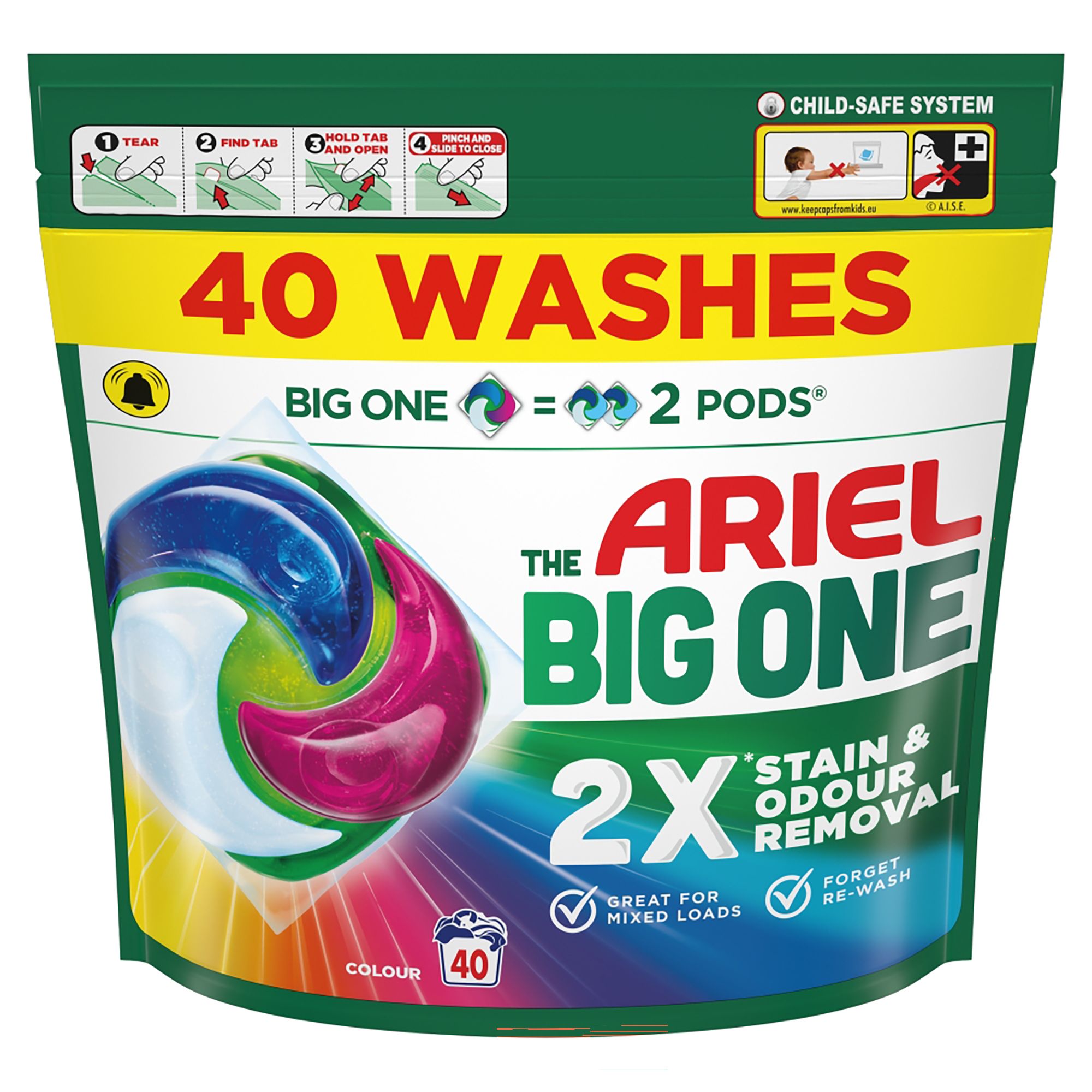 Ariel Big One Colours Original Washing capsules, 1.68kg, 40W