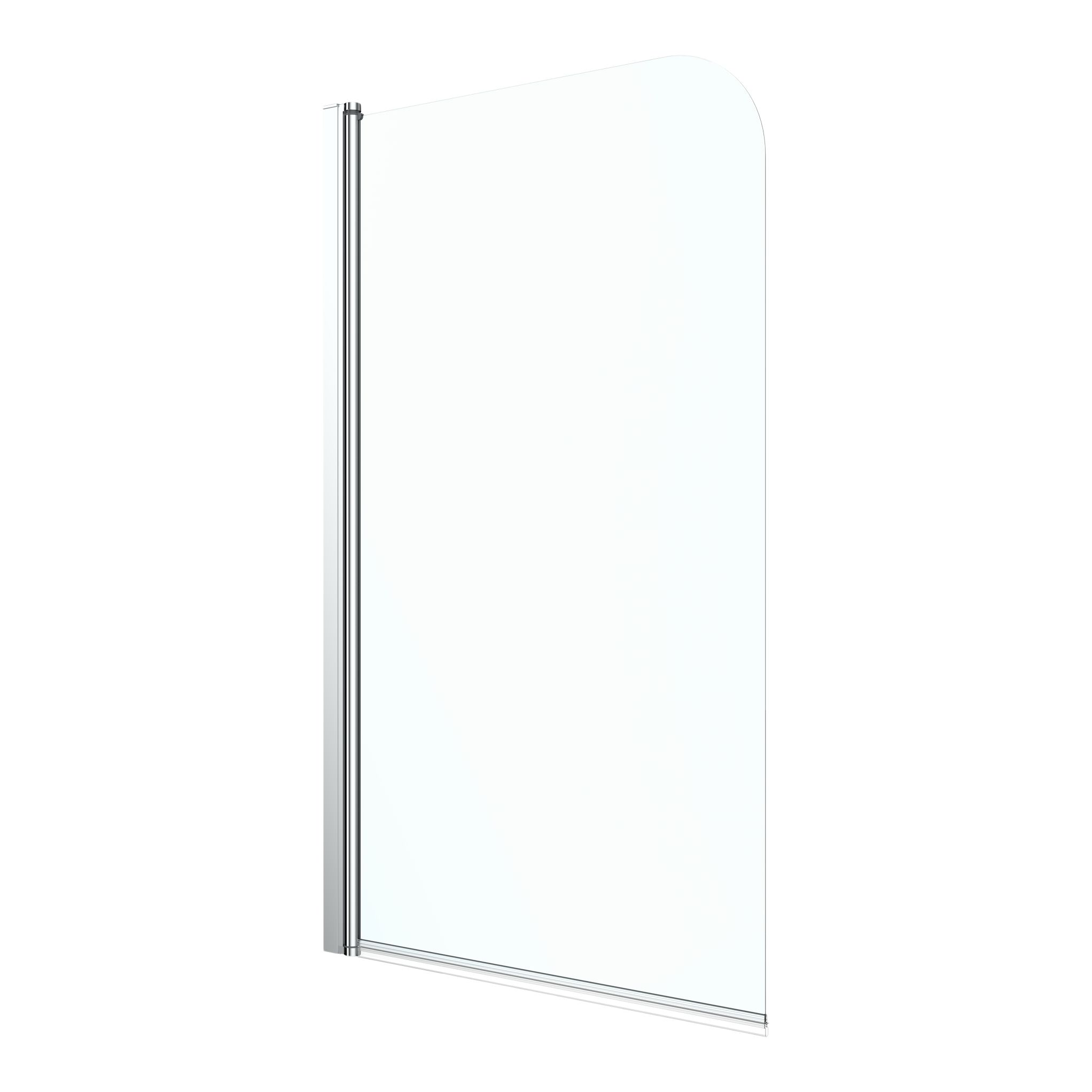 Arkell Straight 1 panel Clear glass Silver effect frame Bath screen, (W ...