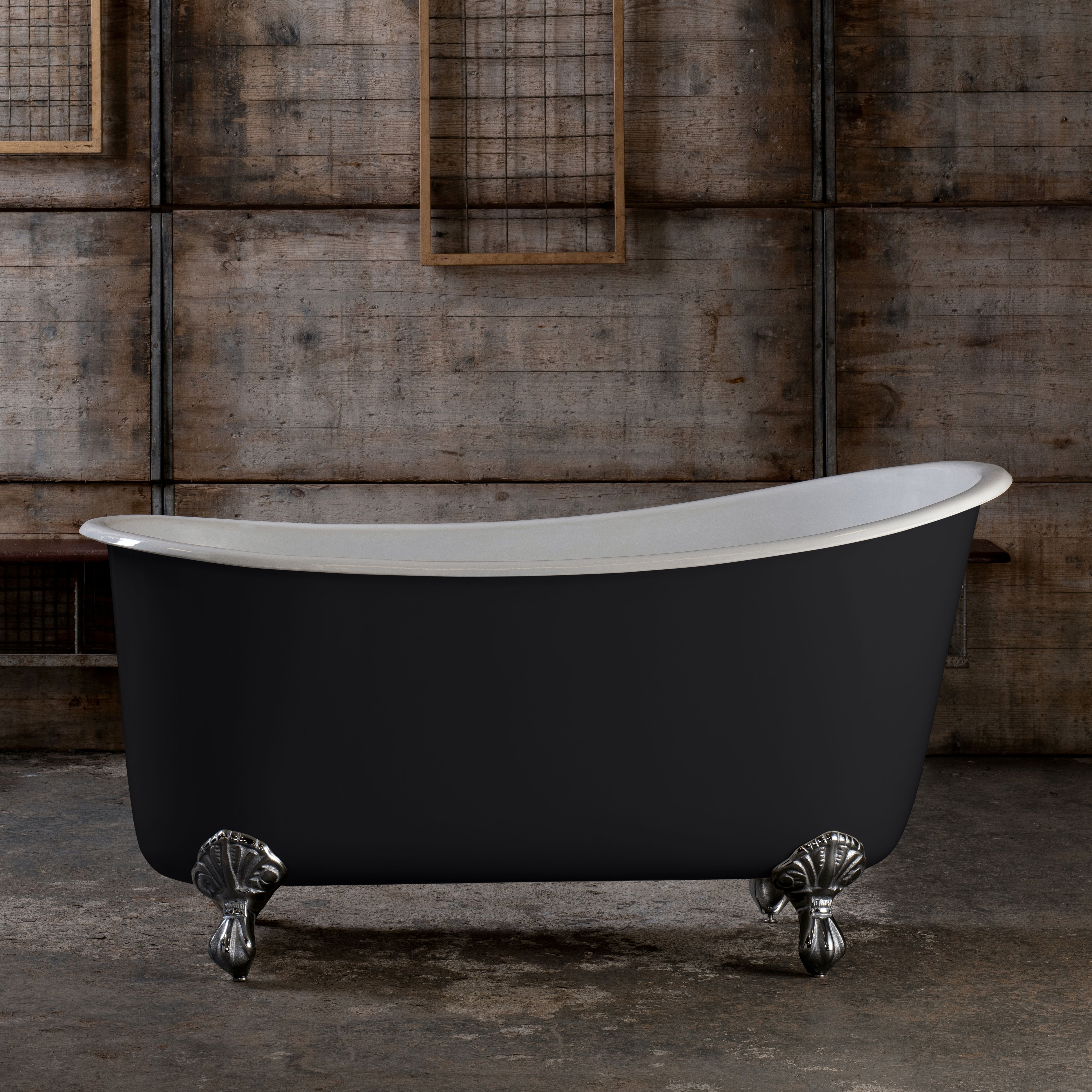 Arroll Ambrose Gloss Black Single ended Bath (L)1370mm (W)740mm