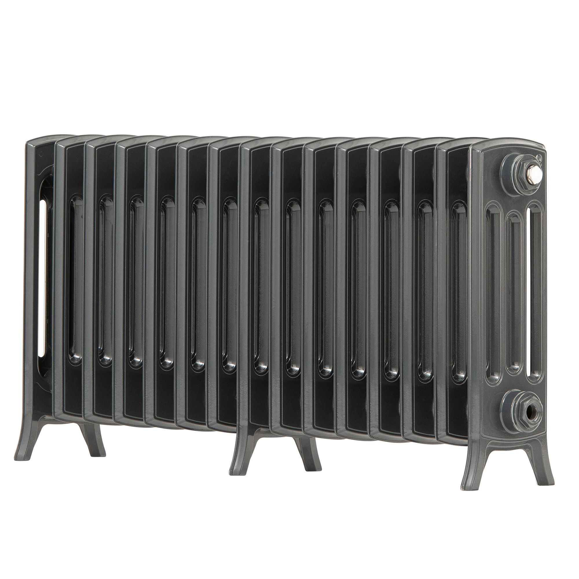 Arroll Edwardian Cast aluminium Anthracite Grey 15 Column Radiator, (W ...
