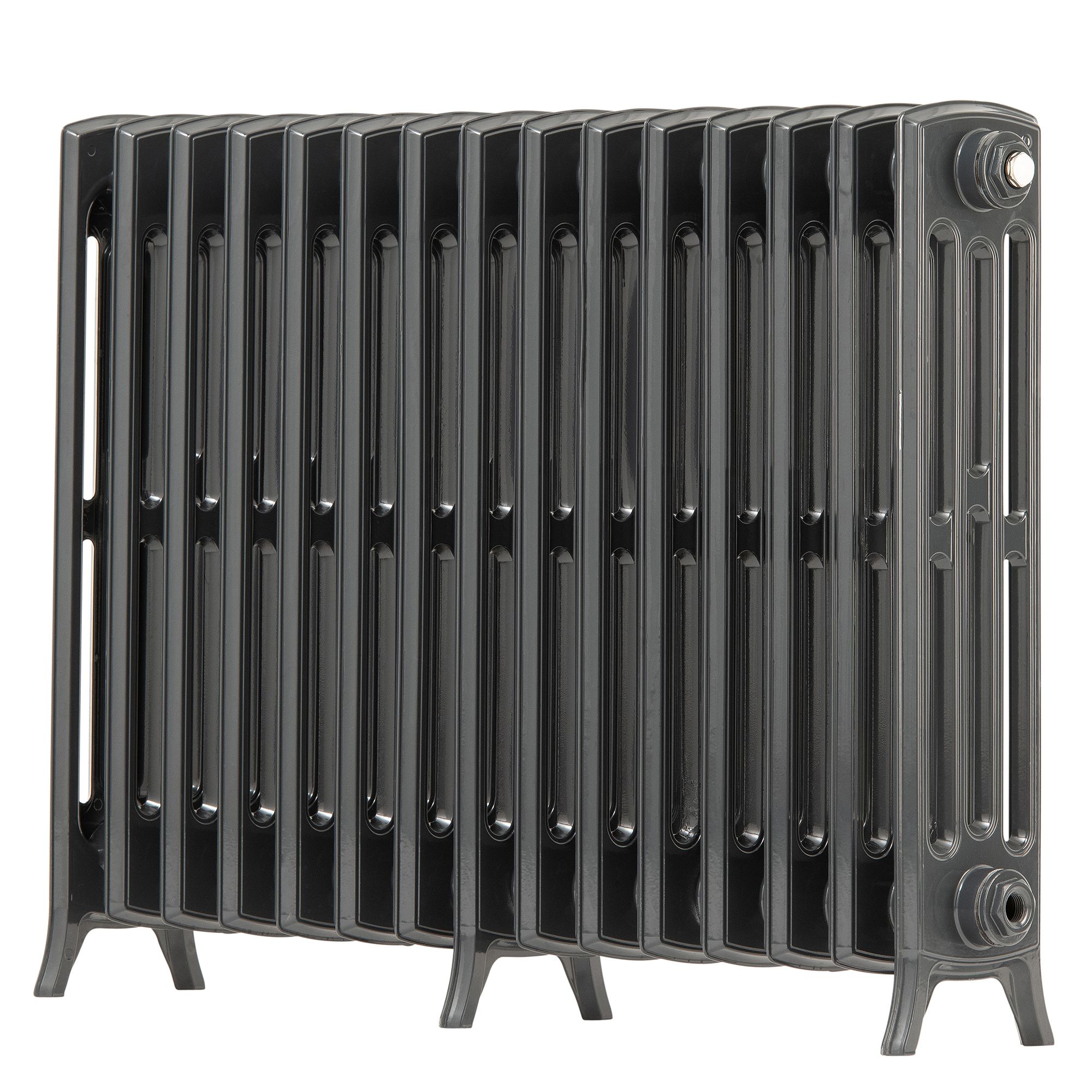 Arroll Edwardian Cast aluminium Anthracite Grey 15 Column Radiator, (W ...