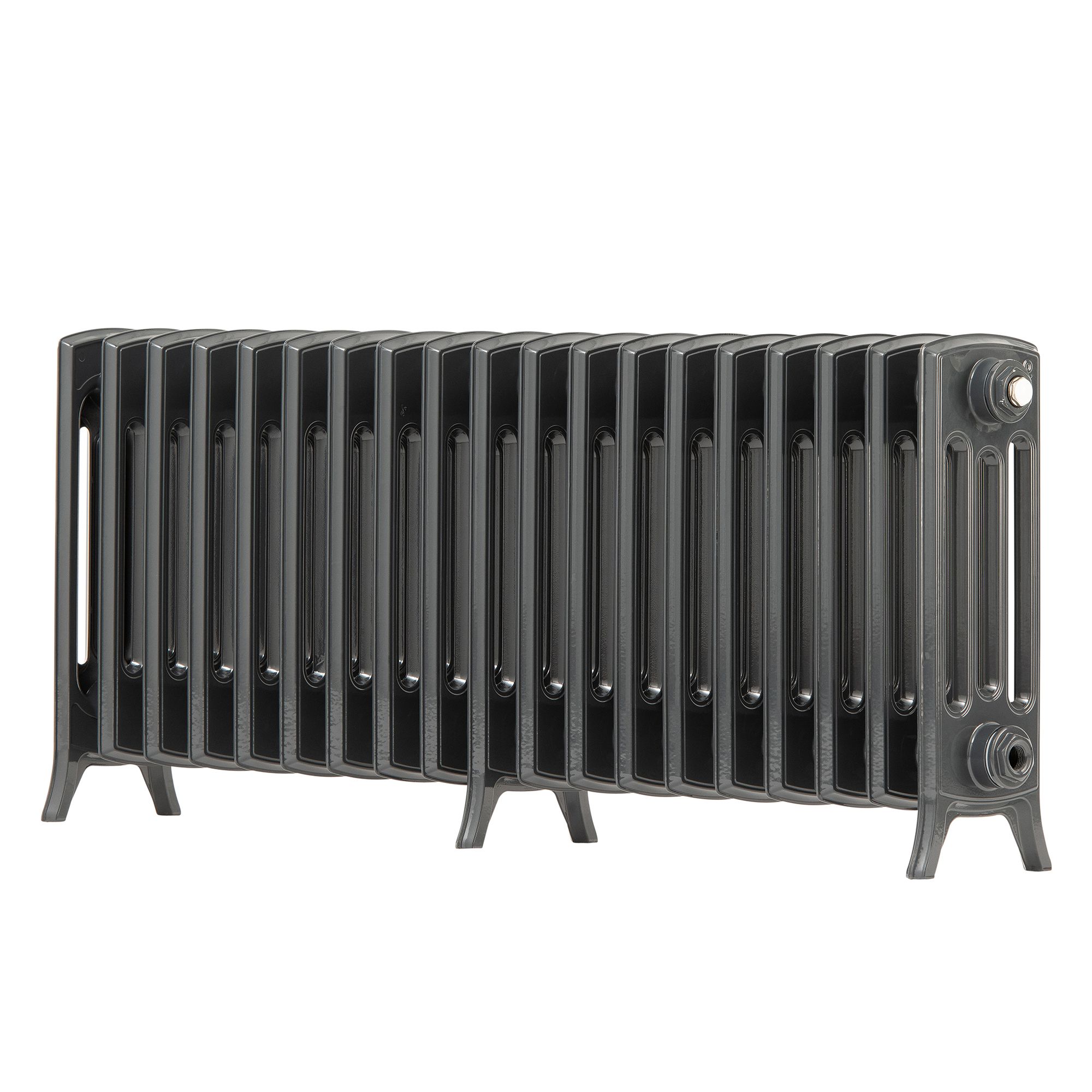 Arroll Edwardian Cast aluminium Anthracite Grey 19 Column Radiator, (W ...