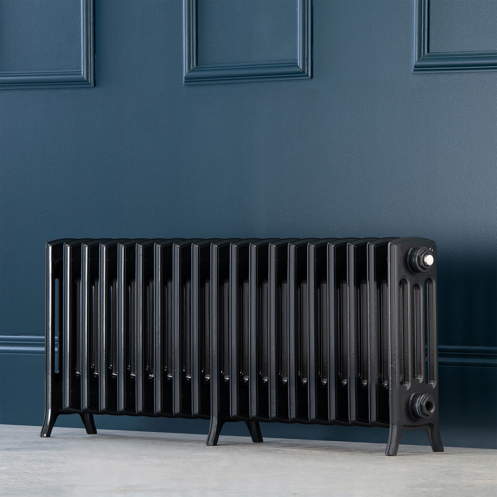 Arroll Edwardian Cast aluminium Anthracite Grey 19 Column Radiator, (W ...