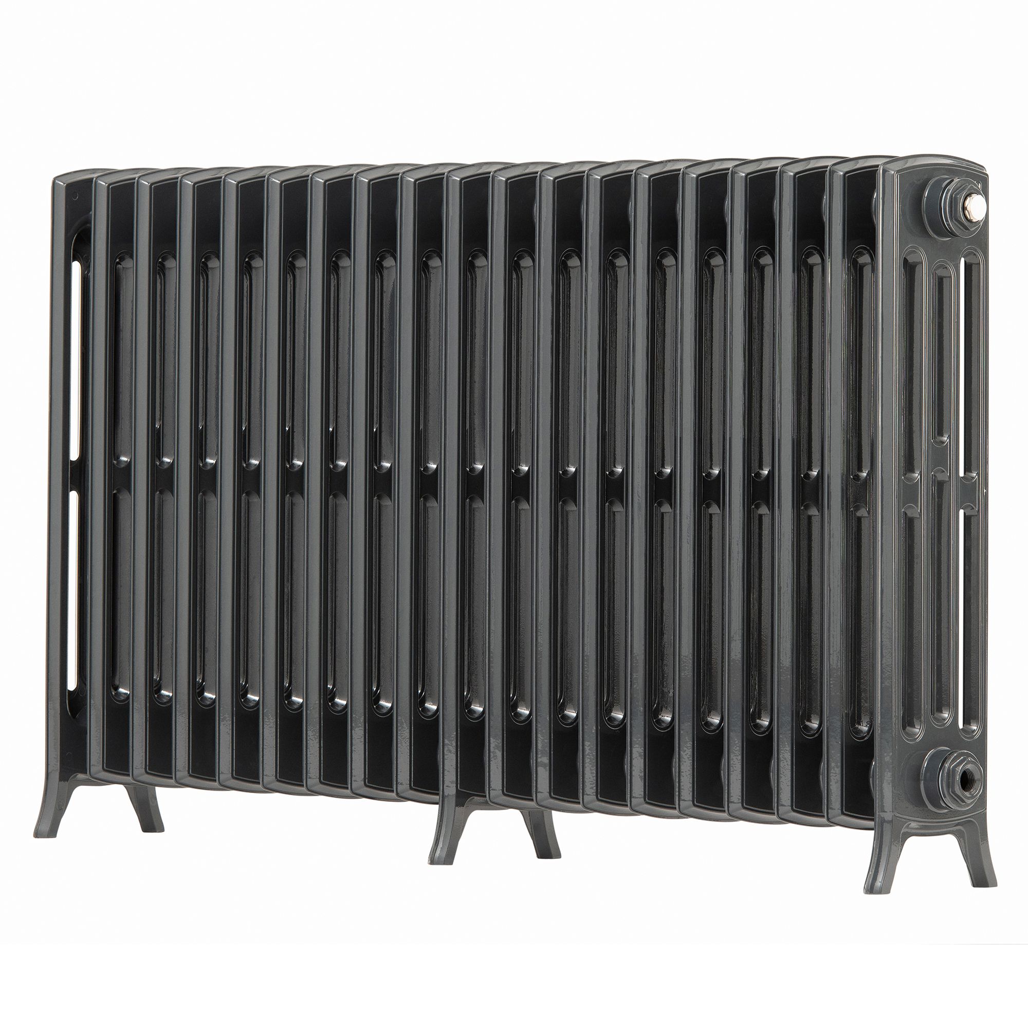 Arroll Edwardian Cast aluminium Anthracite Grey 19 Column Radiator, (W ...
