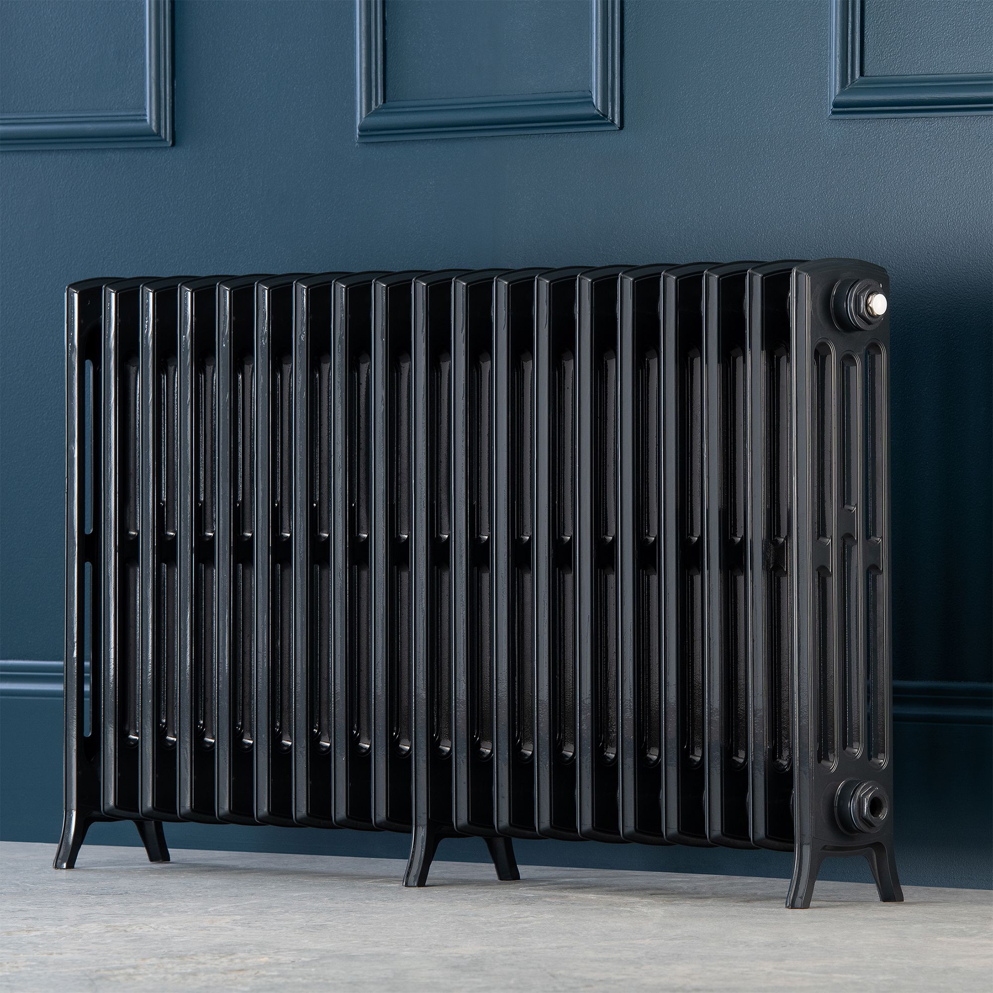 Arroll Edwardian Cast aluminium Anthracite Grey 19 Column Radiator, (W ...
