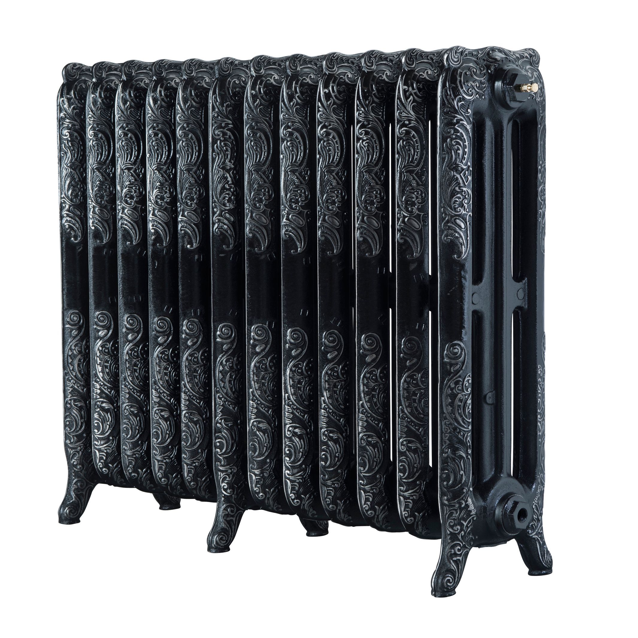 Arroll Montmartre 3 Column Radiator, Black & silver (W)994mm (H)760mm ...