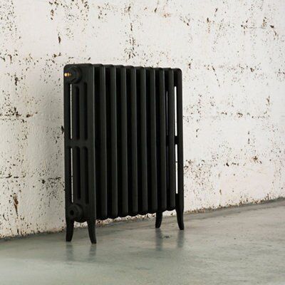 Arroll Neo-Classic Black primer 4 Column Radiator, (W)634mm x (H)660mm