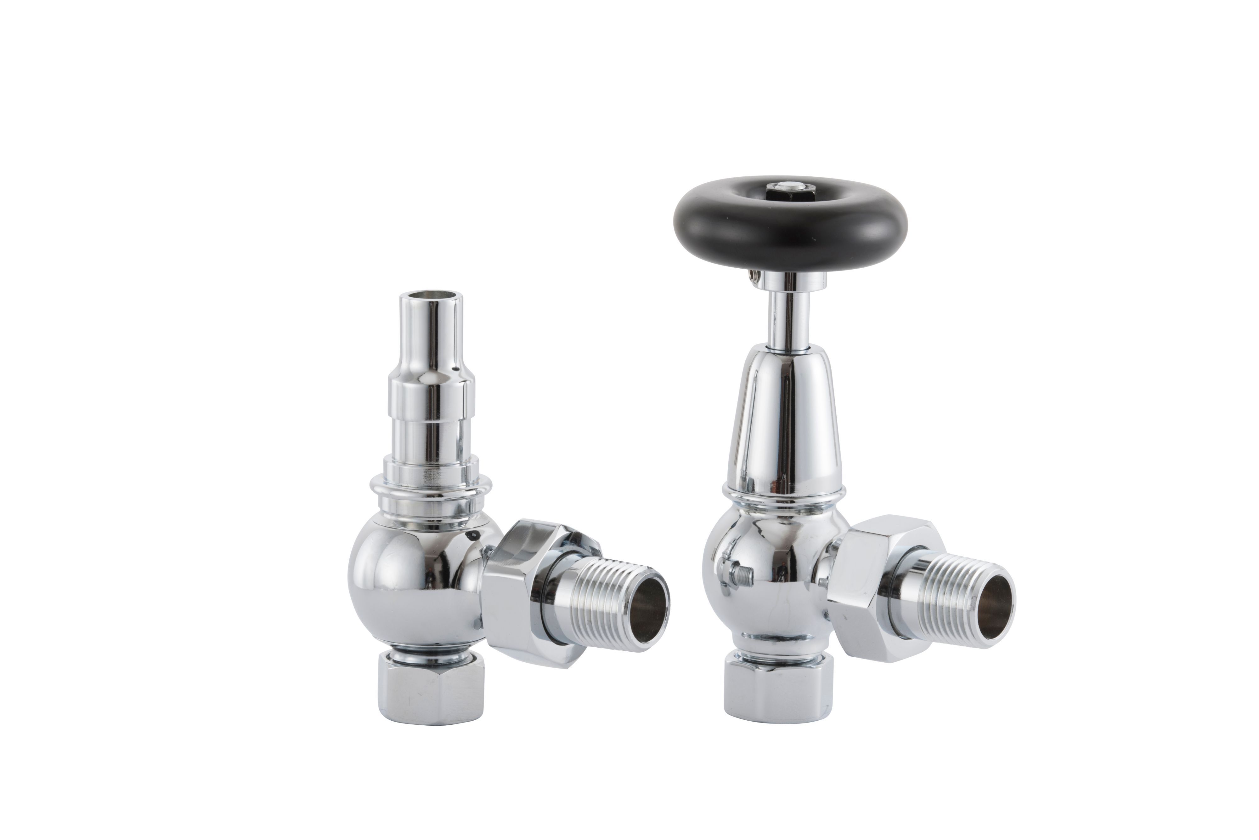 Arroll UK20 Chrome effect Angled Manual Radiator valve (Dia)20.6mm ...