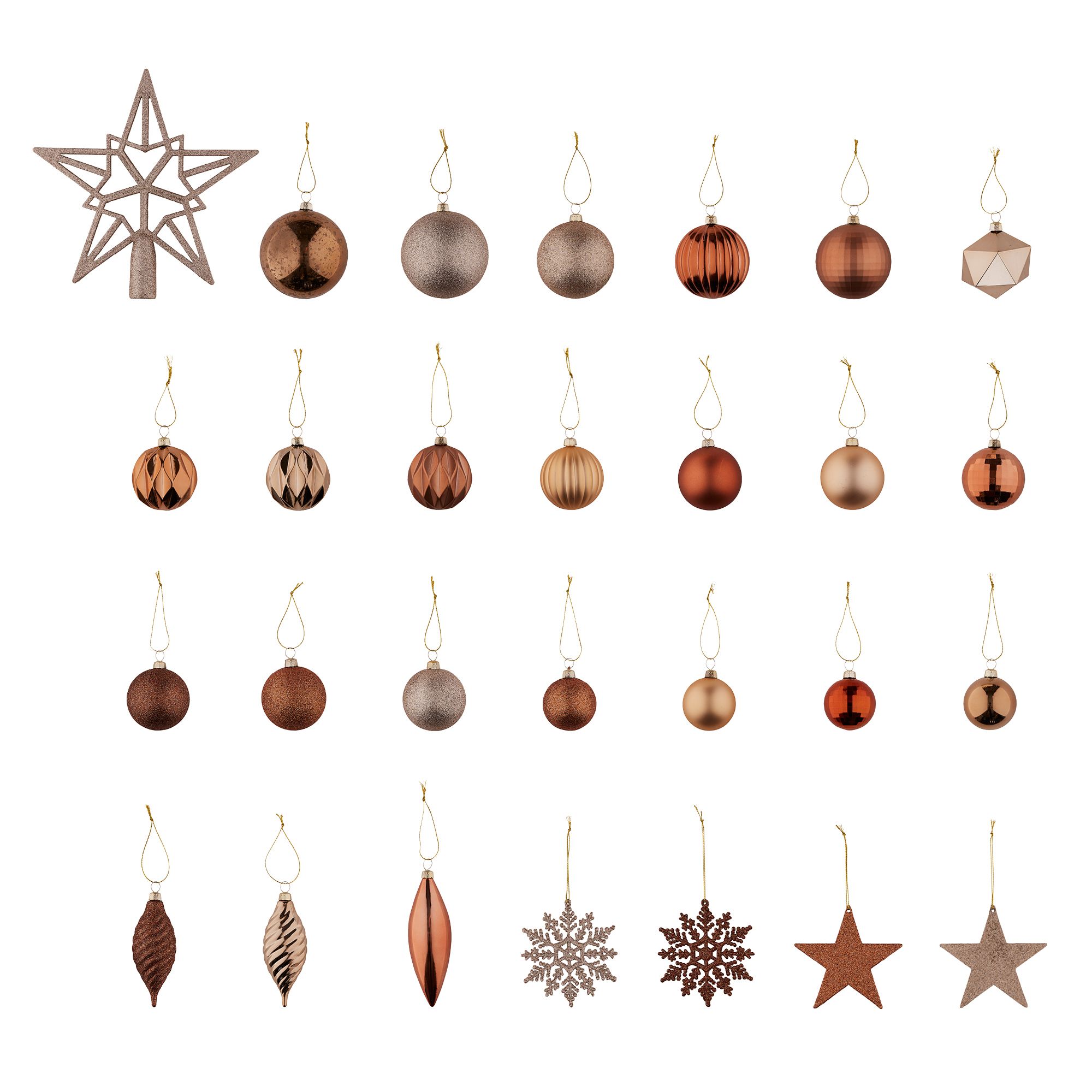 Art deco Assorted Champagne & Copper Bauble, Pack of 120 | DIY at B&Q