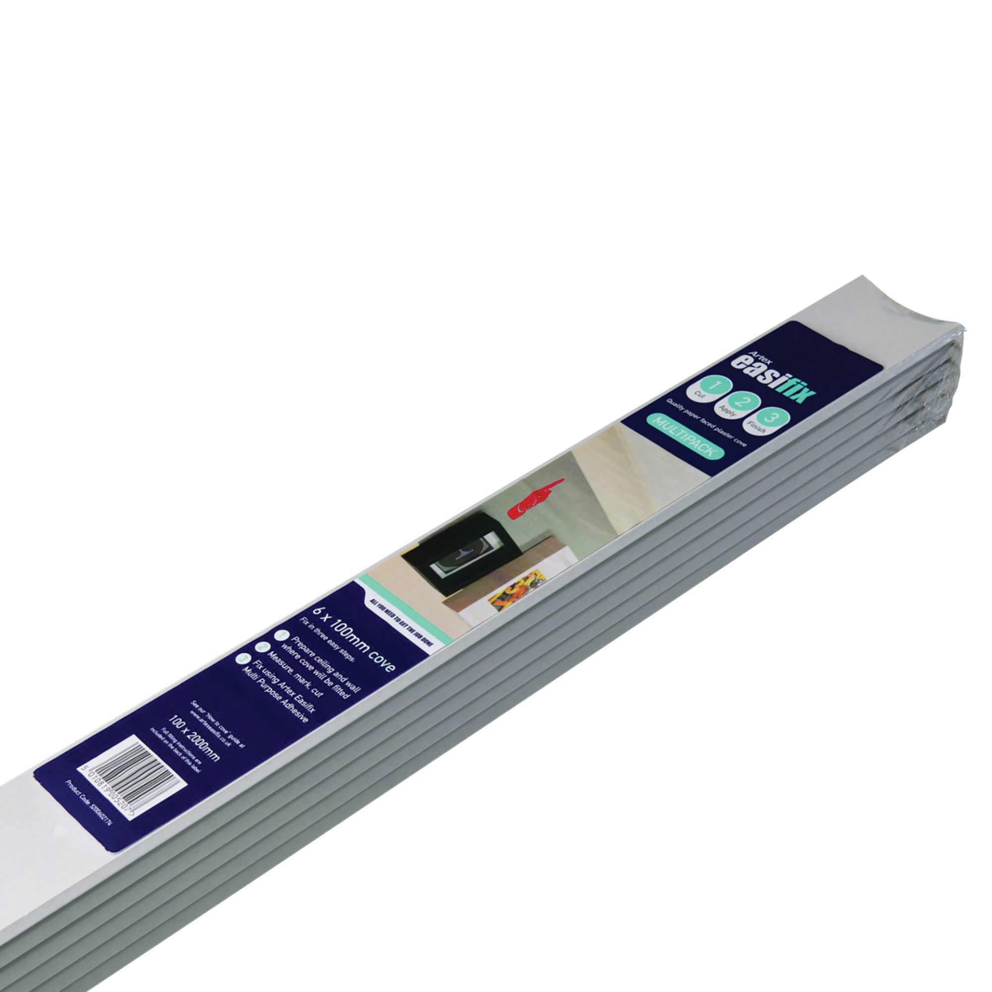 Artex Easifix Classic C-shaped Plaster Coving (L)2m (W)100mm, Pack of 6 ...