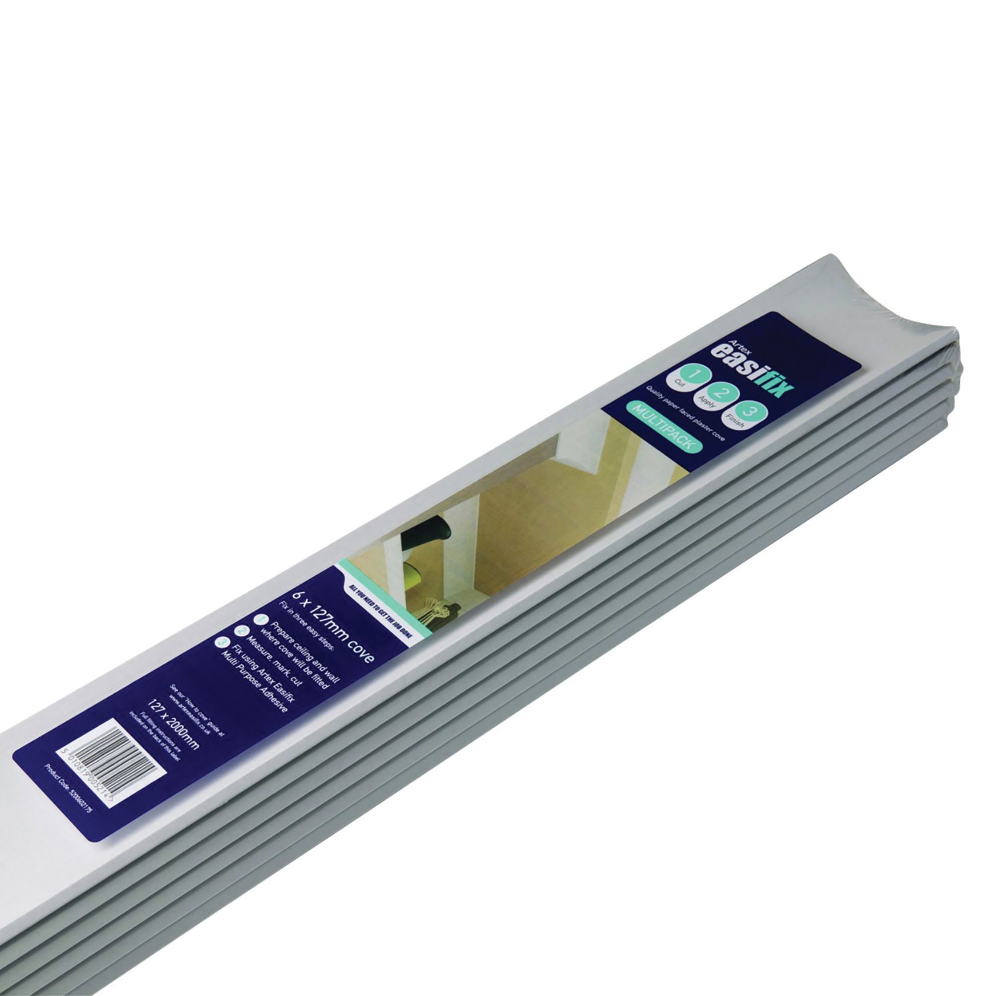 Artex Easifix Classic C-shaped Plaster Coving (L)2m (W)127mm, Pack of 6 ...