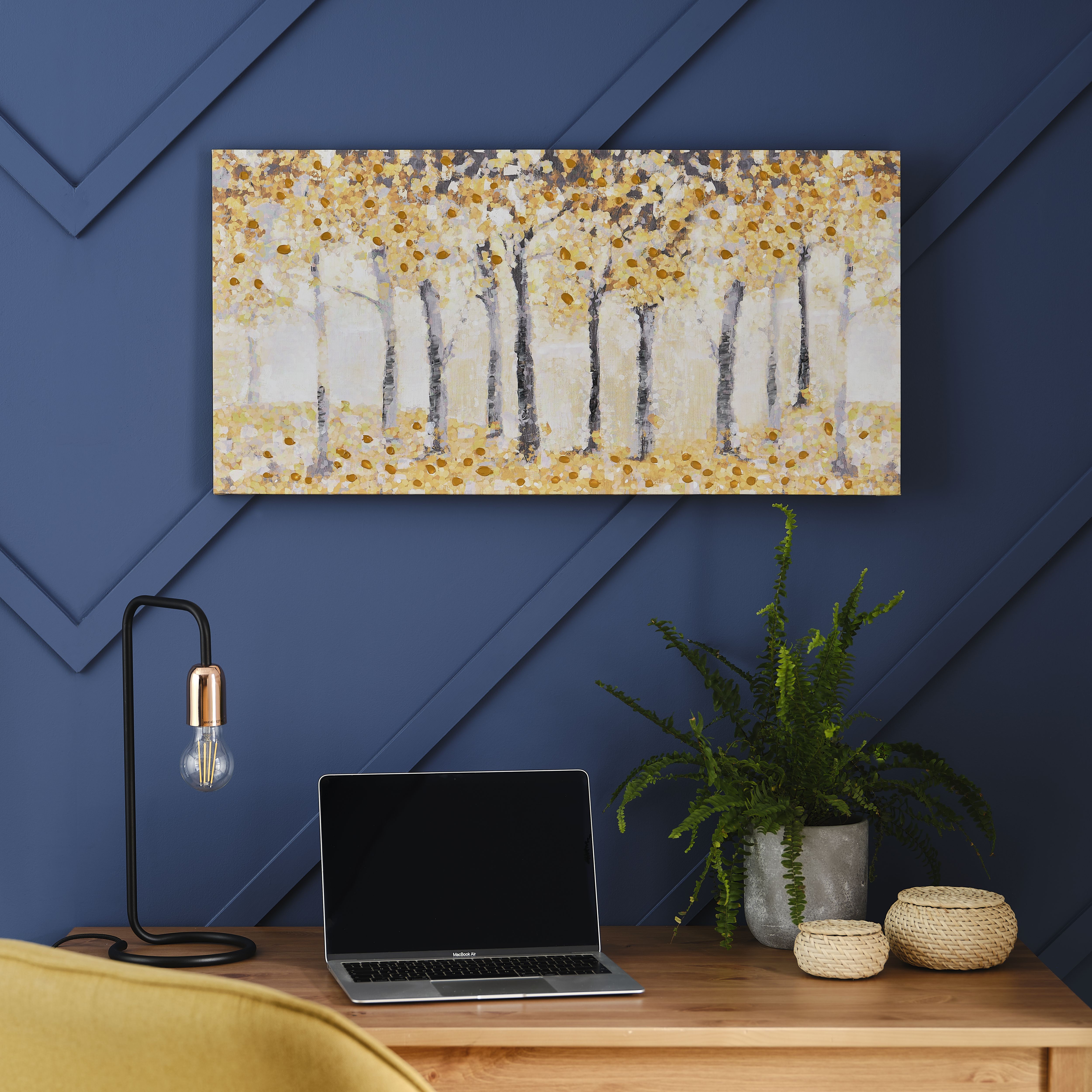 Arthouse Tree Ochre Canvas art (H)40cm x (W)80cm | DIY at B&Q