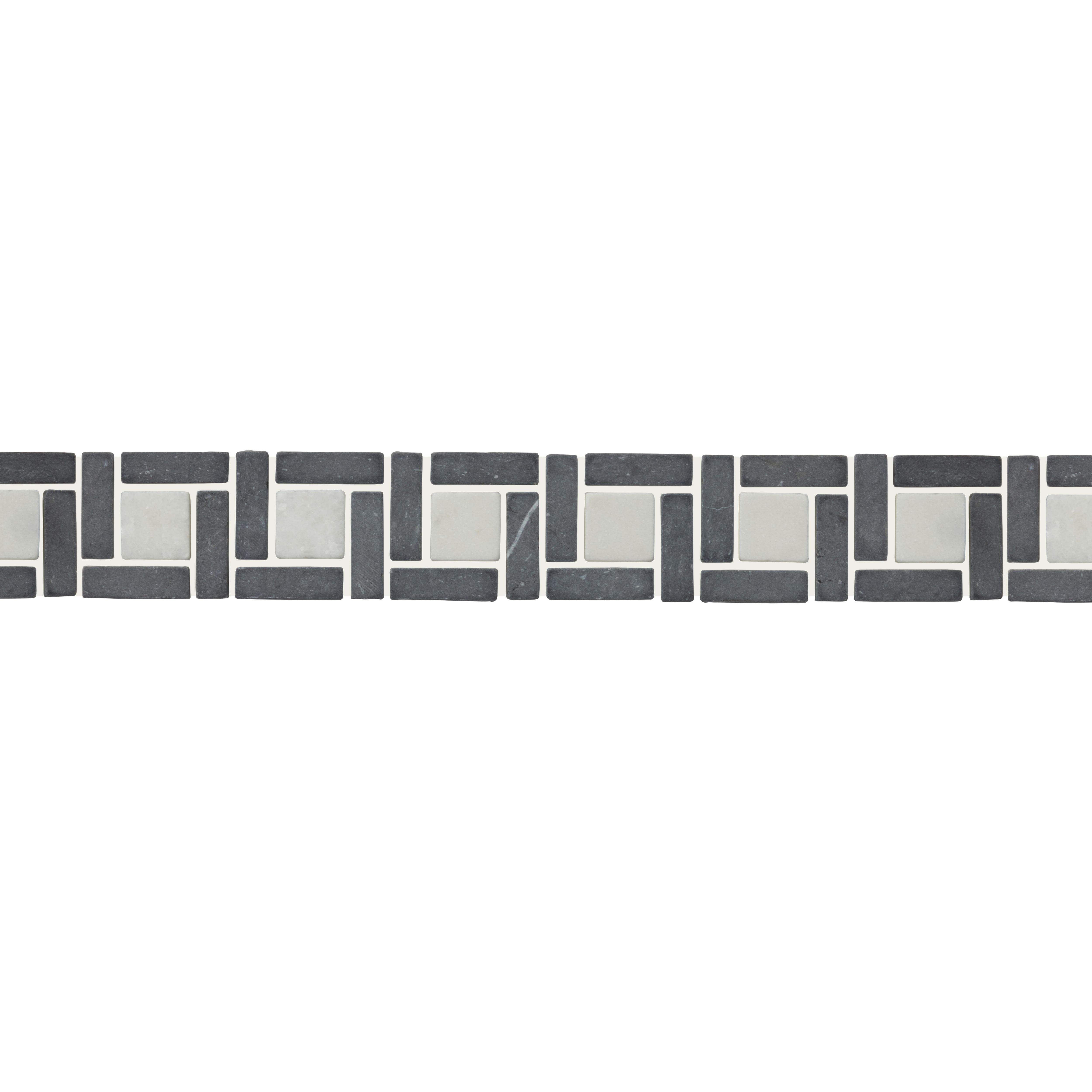 Articha Black & white Natural stone Border tile, (L)300mm (W)50mm | DIY ...