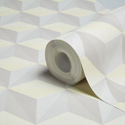 As Creation Life Beige, grey & yellow Geometric Glitter effect Smooth ...