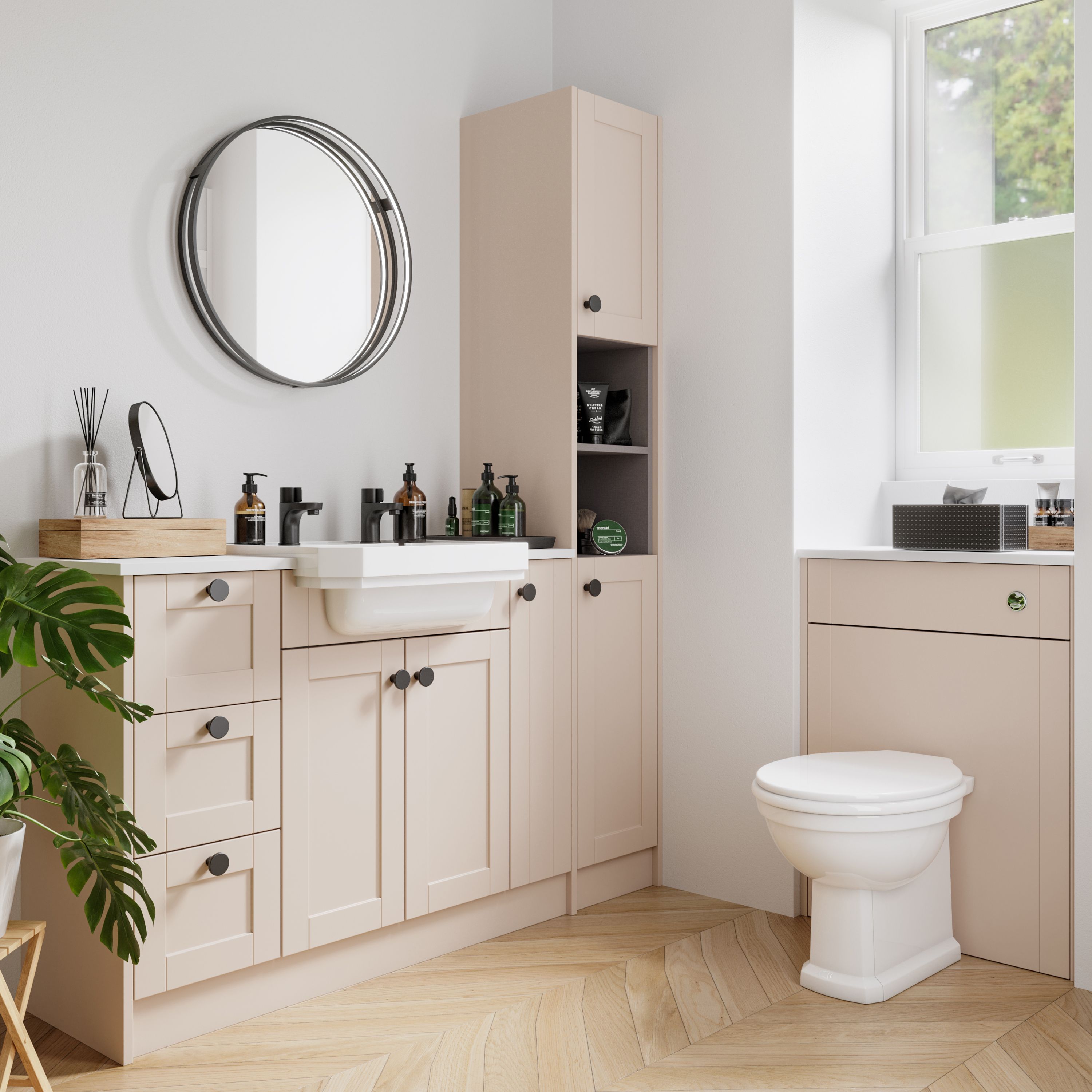Ashford Matt Cashmere Shaker Wall-mounted Fitted Bathroom Tall Base ...