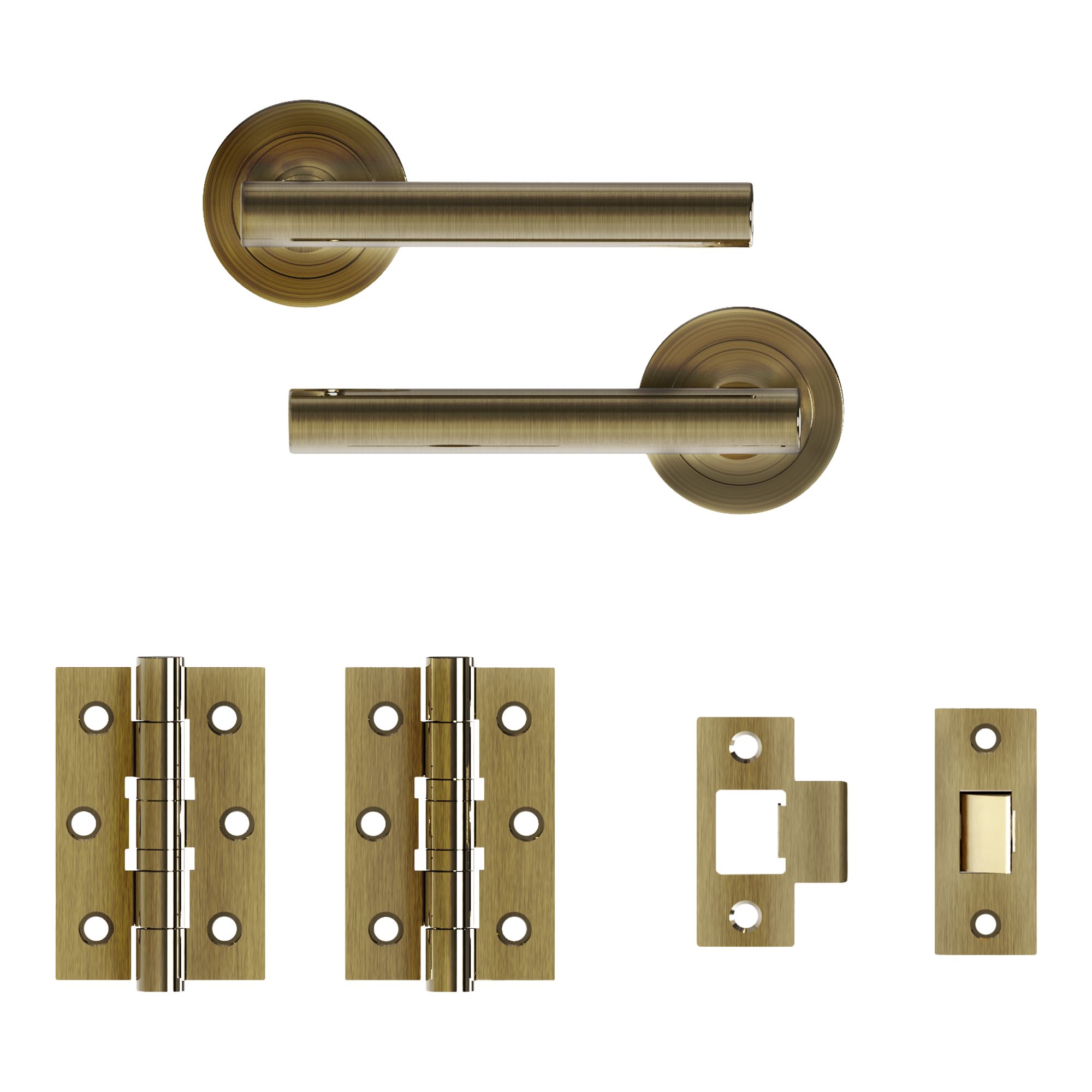 Asker Antique brass effect Zinc alloy Round Door handle (L)130.5mm, Set