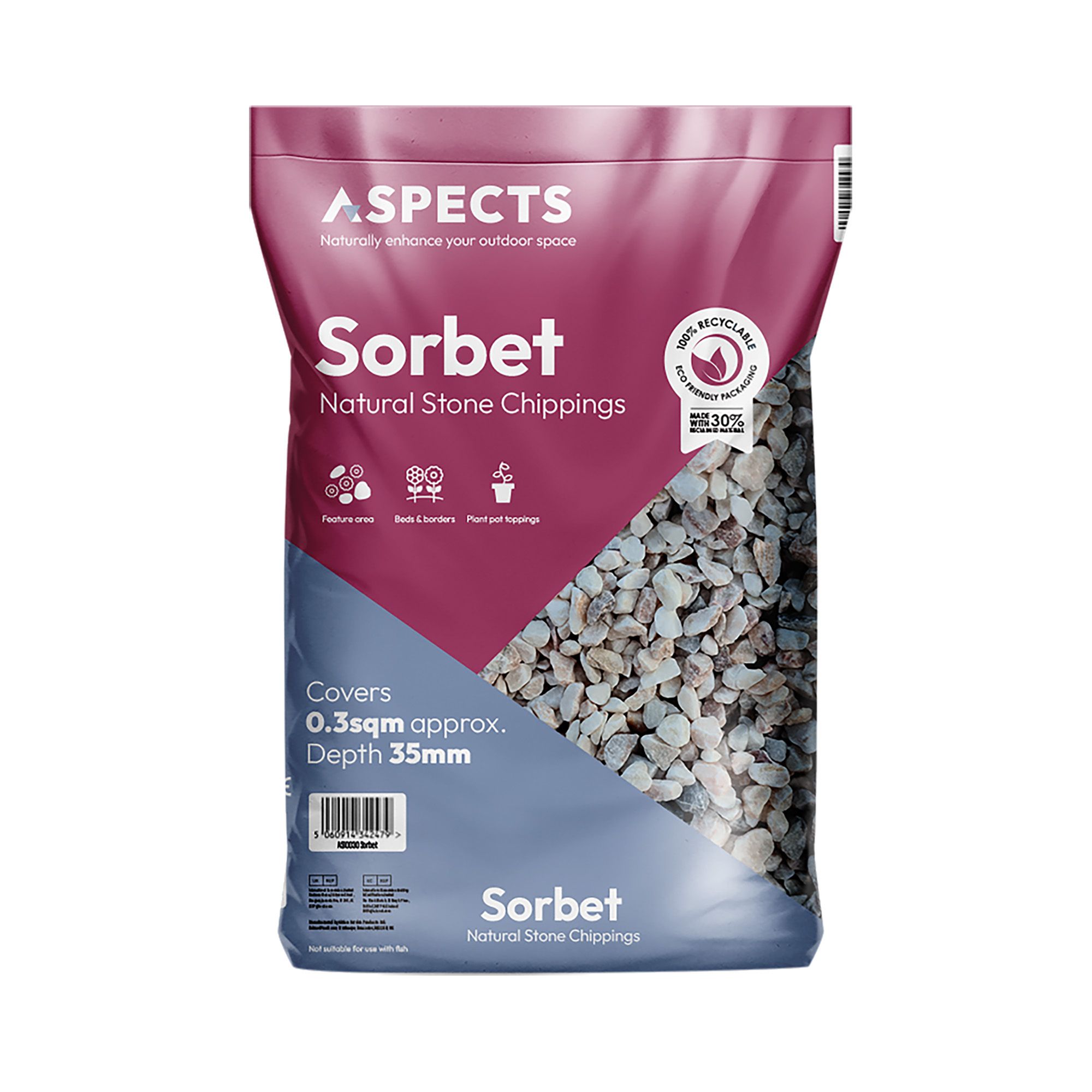 Aspects Sorbet Natural Pink & White Blend Decorative stones, Large Bag | DIY at B&Q