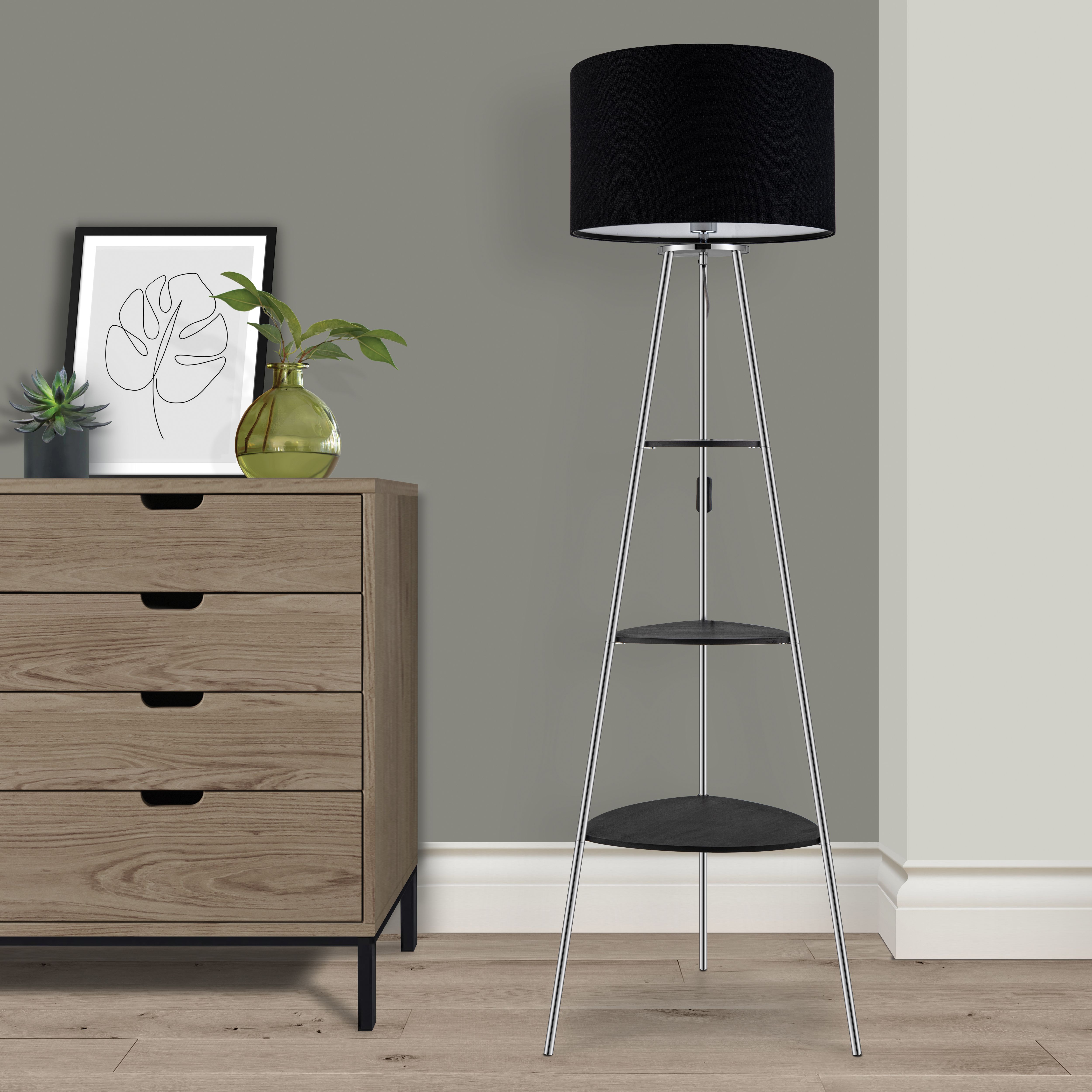 Aspen Black Chrome effect Floor lamp