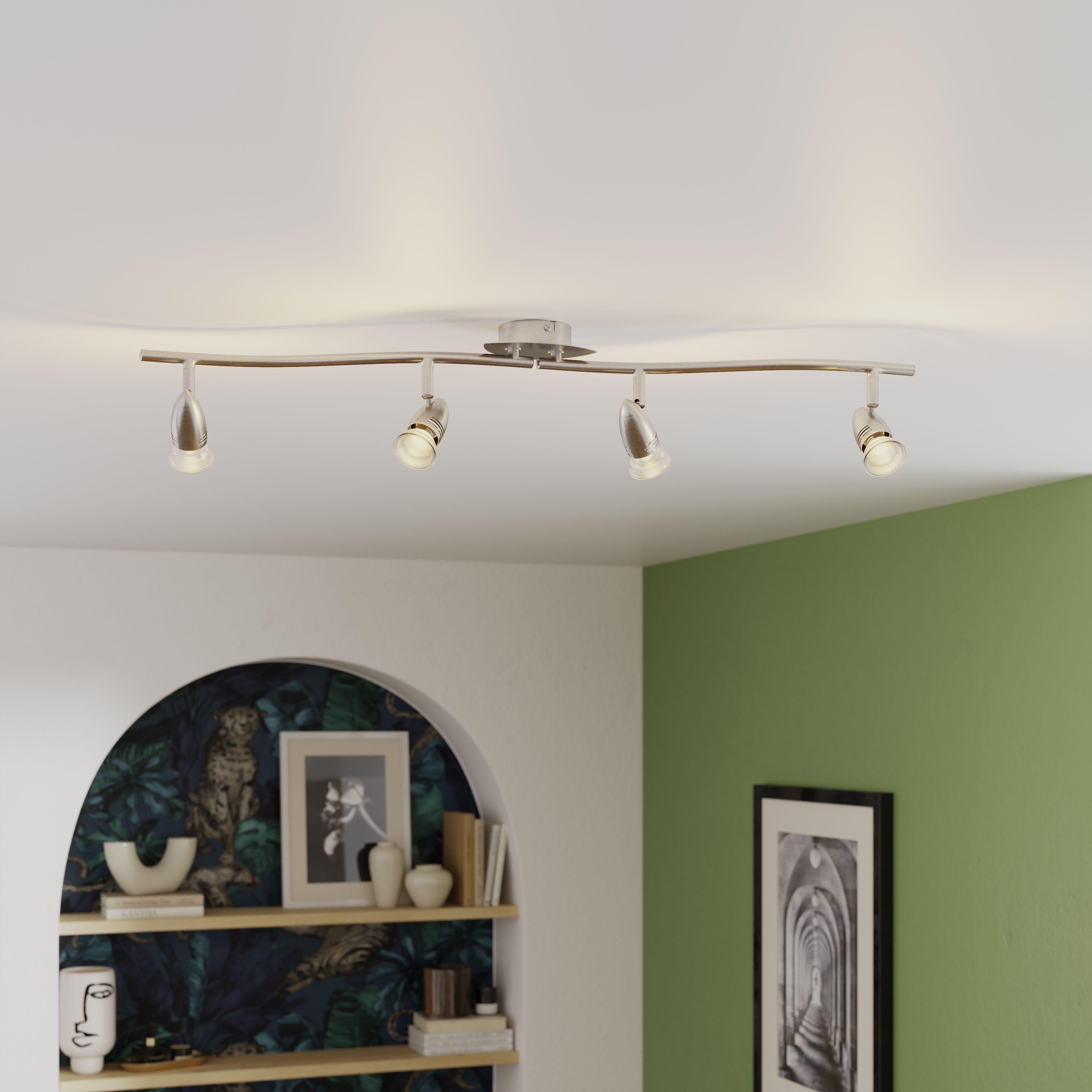 Aspis Tube Satin nickel effect 4 Light Spotlight