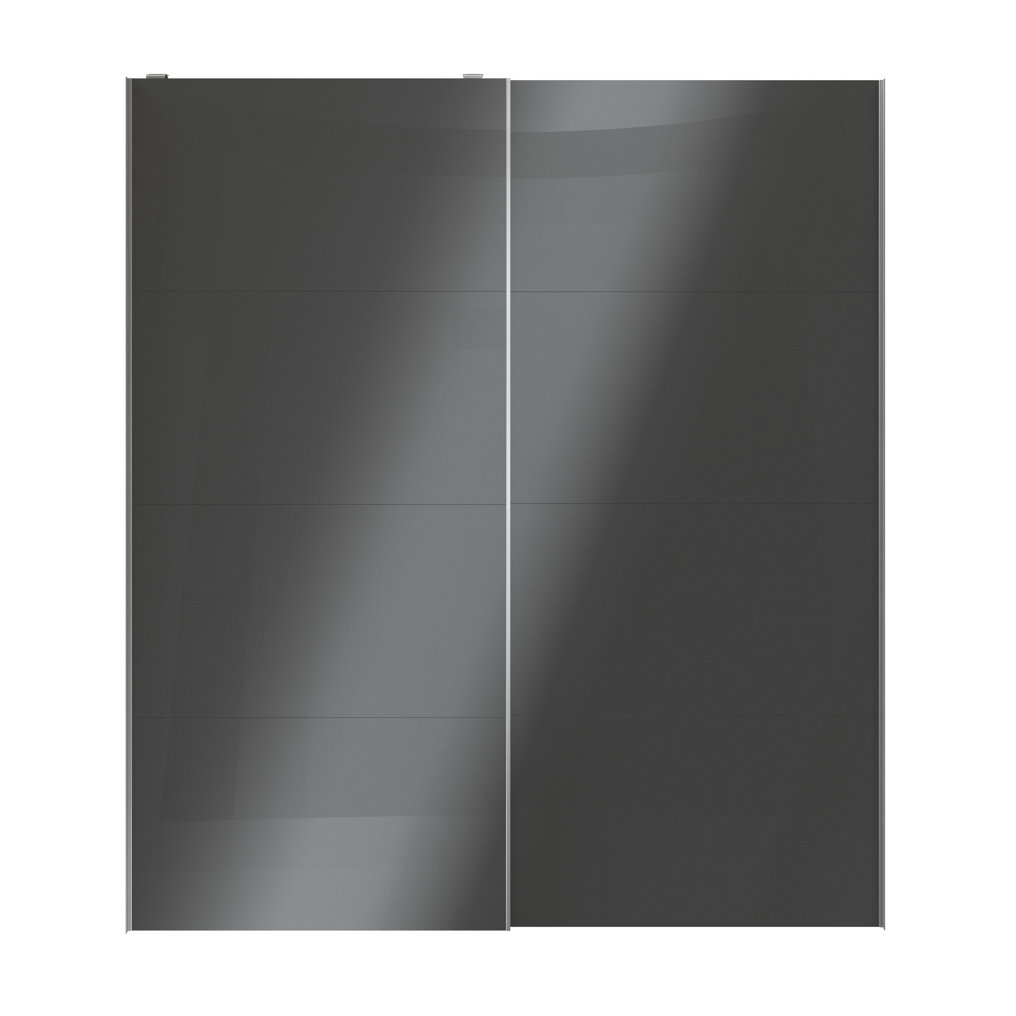 Atomia Anthracite High gloss 2 door Sliding Wardrobe Door kit (H)2250mm ...
