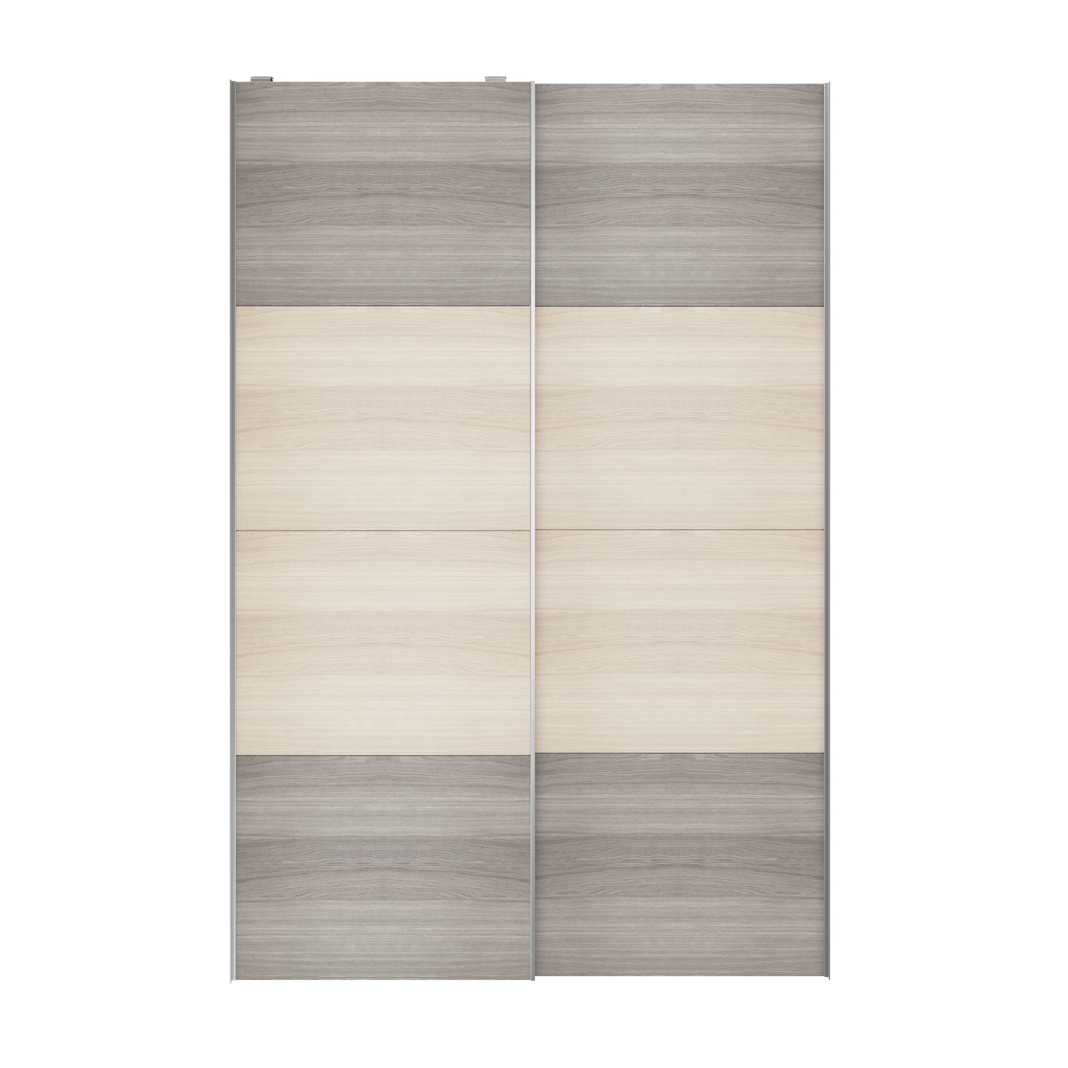 Atomia Grey & natural grey oak effect 2 door Sliding Wardrobe Door kit ...
