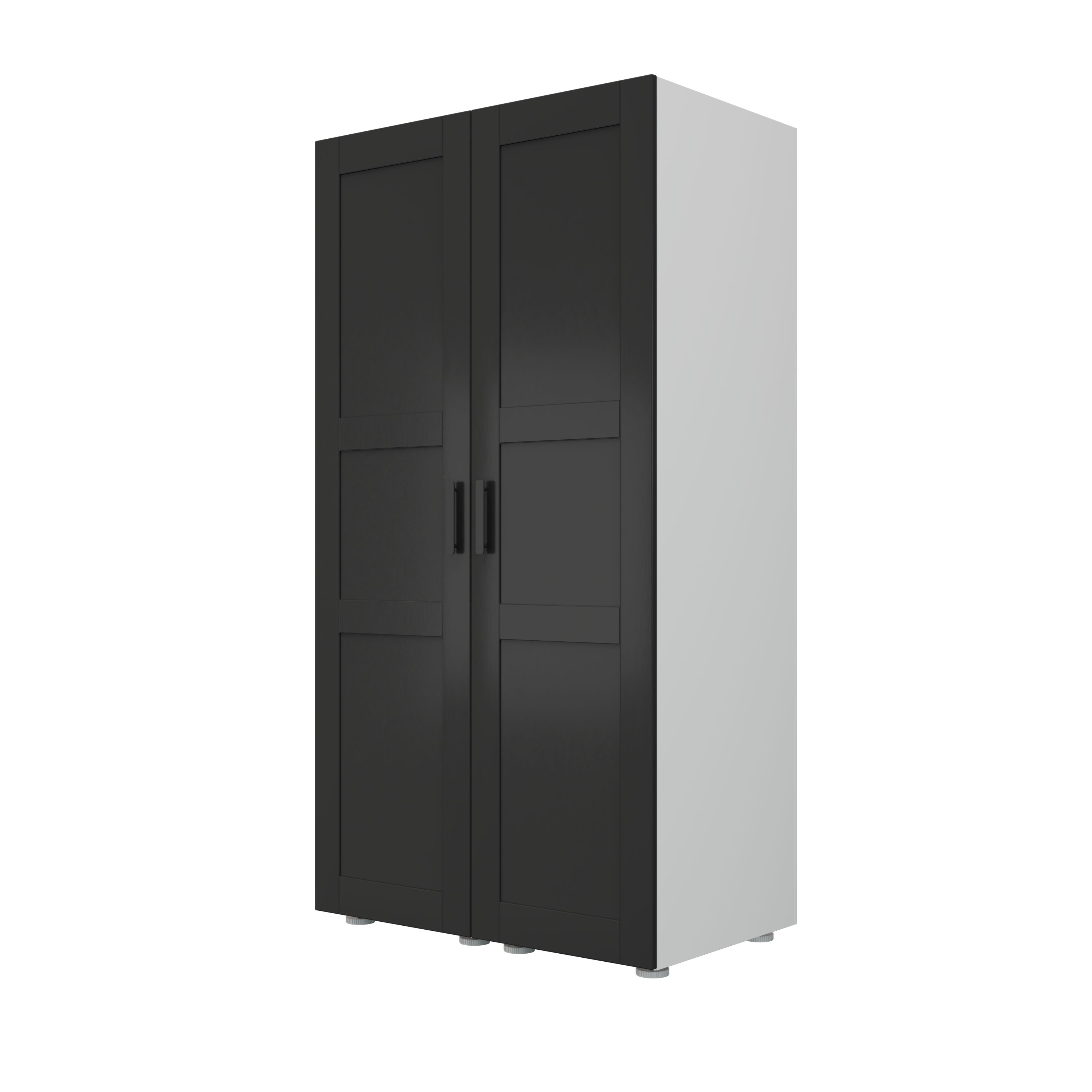 Atomia Matt Black Double Wardrobe with Shelving (H)1875mm (W)1000mm (D ...
