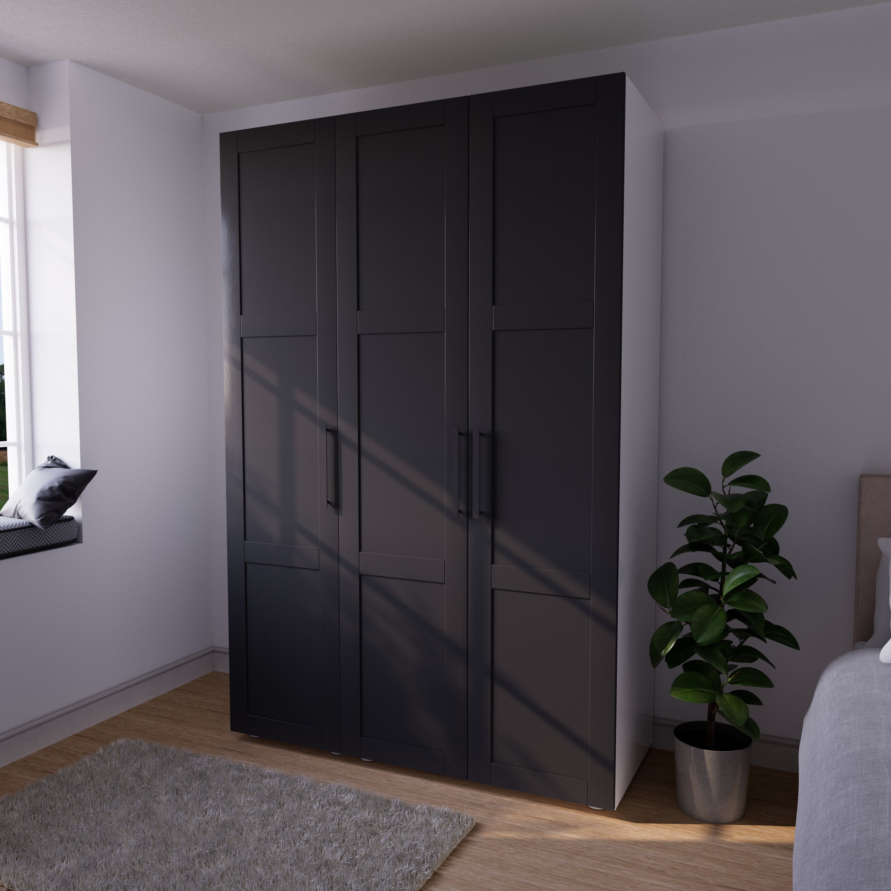 Atomia Matt Black Modular furniture door, (H) 2247mm (W) 497mm