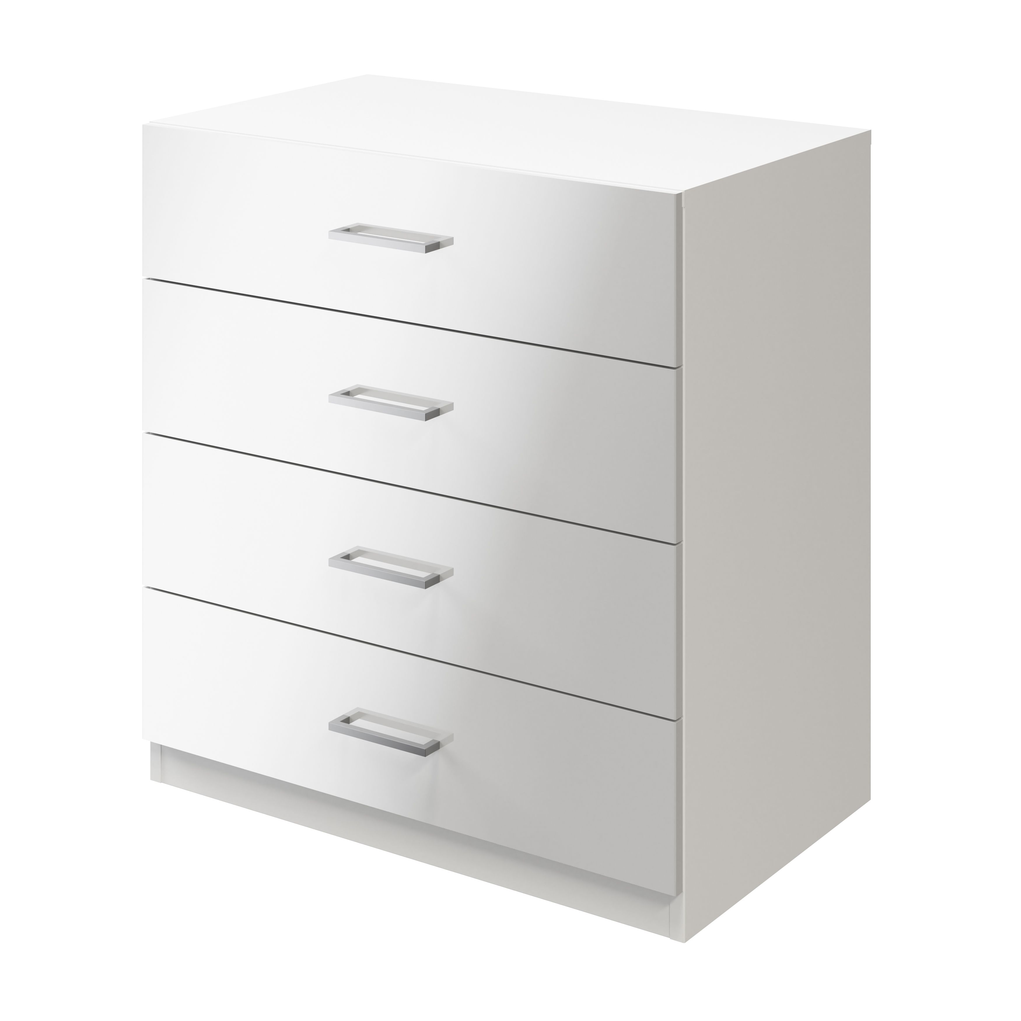 Atomia Matt & high gloss white Chipboard 4 Drawer Single Deep Chest of ...