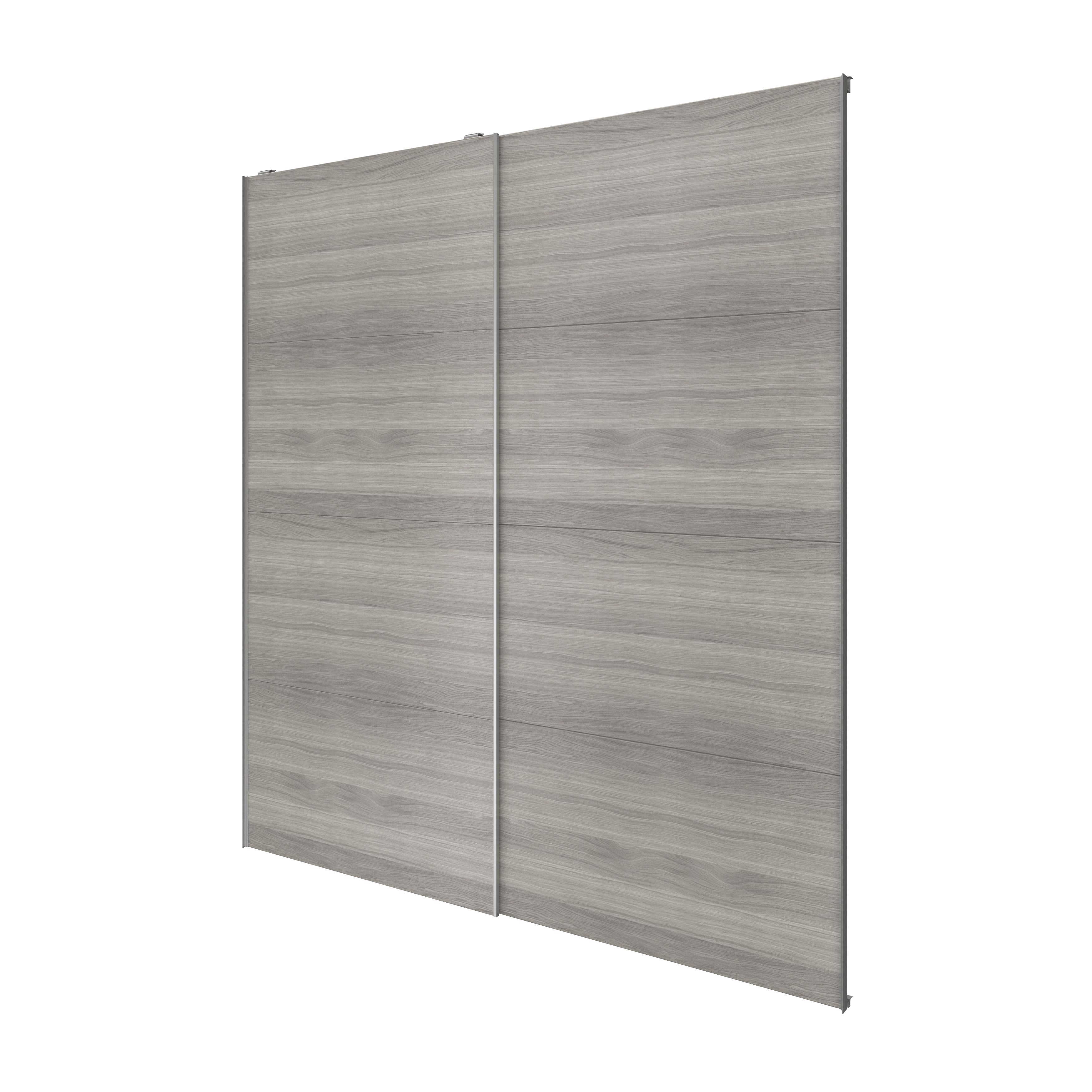 Atomia Minimalist Grey oak effect 2 door Sliding Wardrobe Door kit (H ...