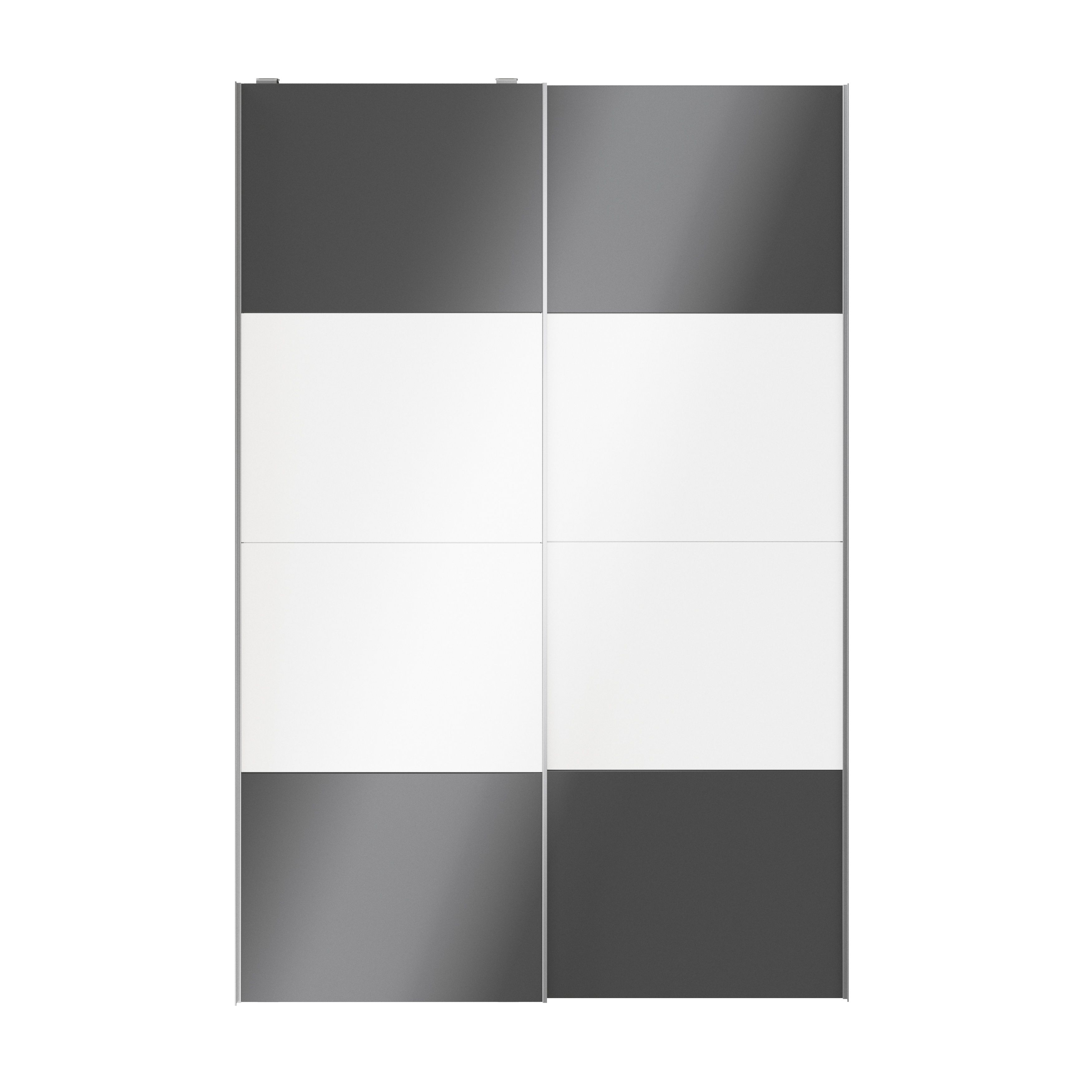Atomia Panelled Anthracite & white High gloss 2 door Sliding Wardrobe ...