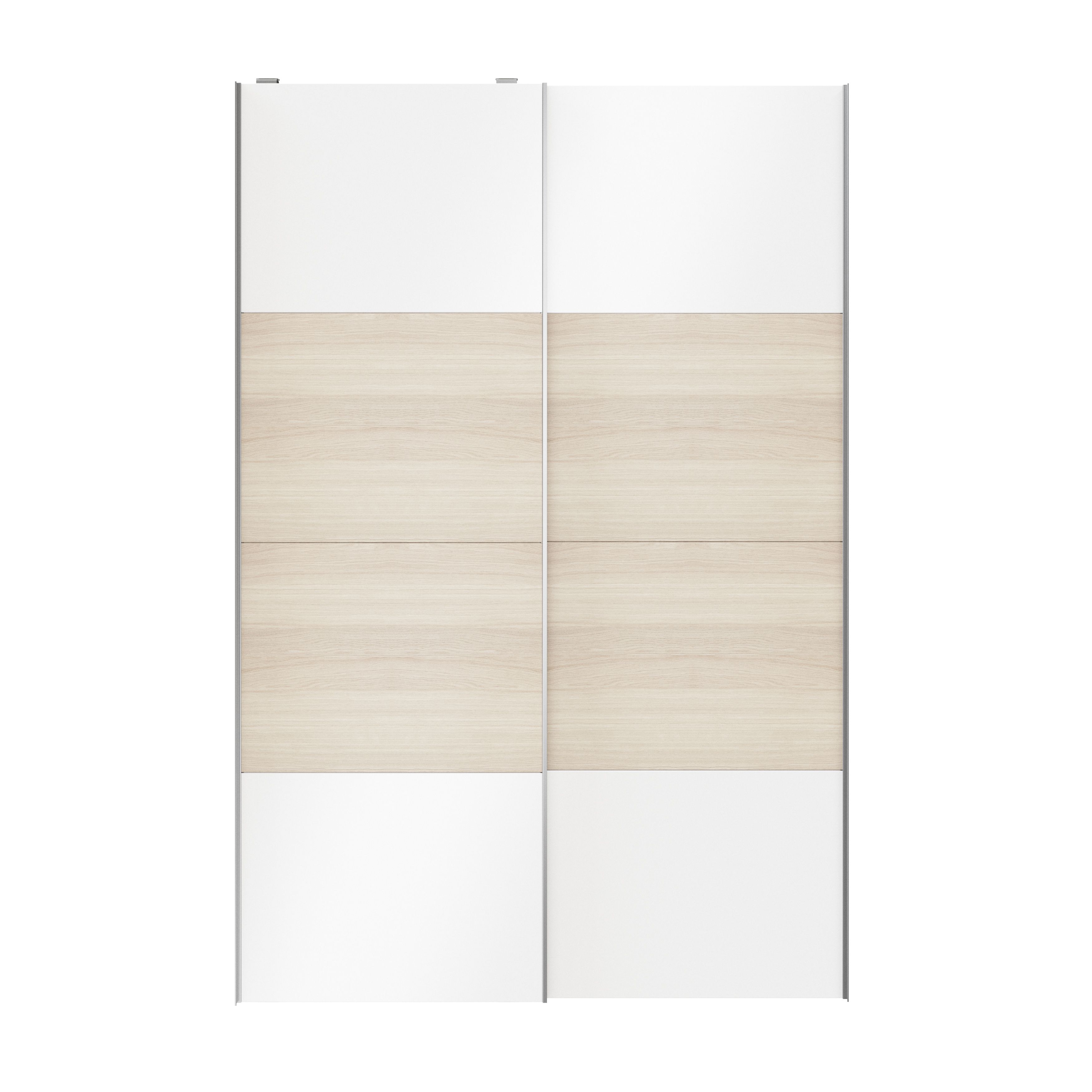 Atomia White oak effect High gloss 2 door Sliding Wardrobe Door kit (H ...