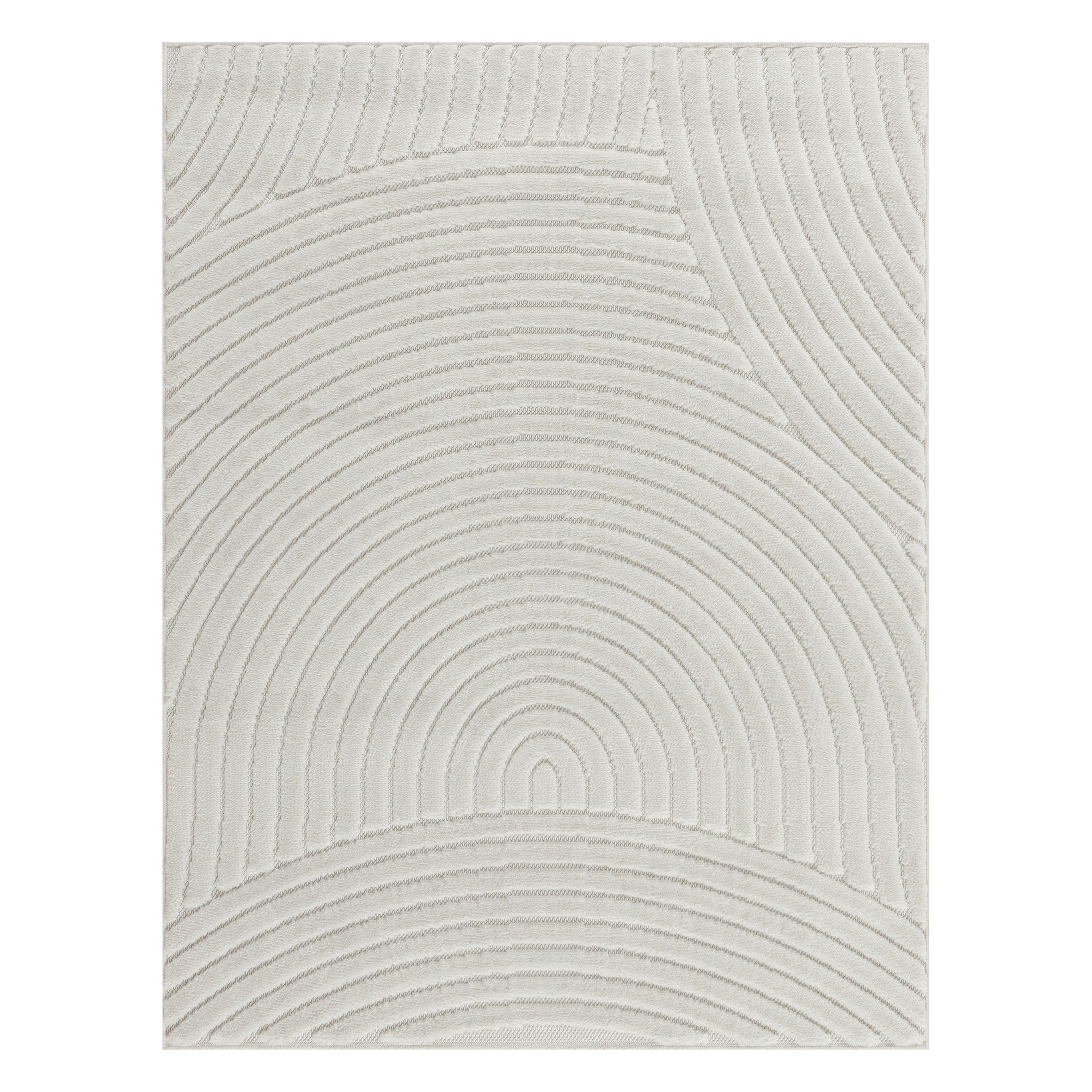 Aurora Vanilla Curve 3D effect Medium Rug, (L)160cm x (W)120cm | DIY at B&Q