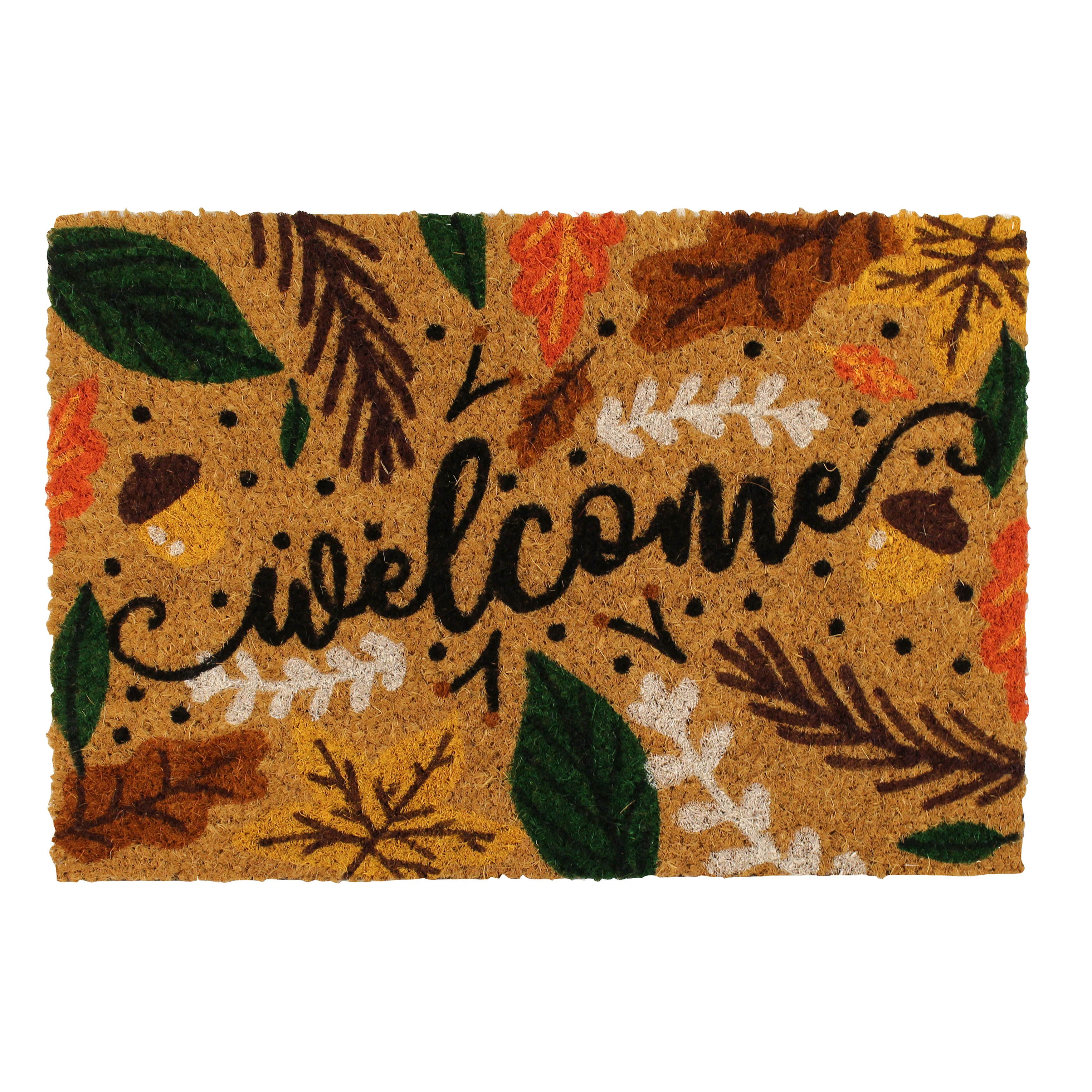Autumn Multicolour Welcome Leaves Door mat, 57cm x 40cm