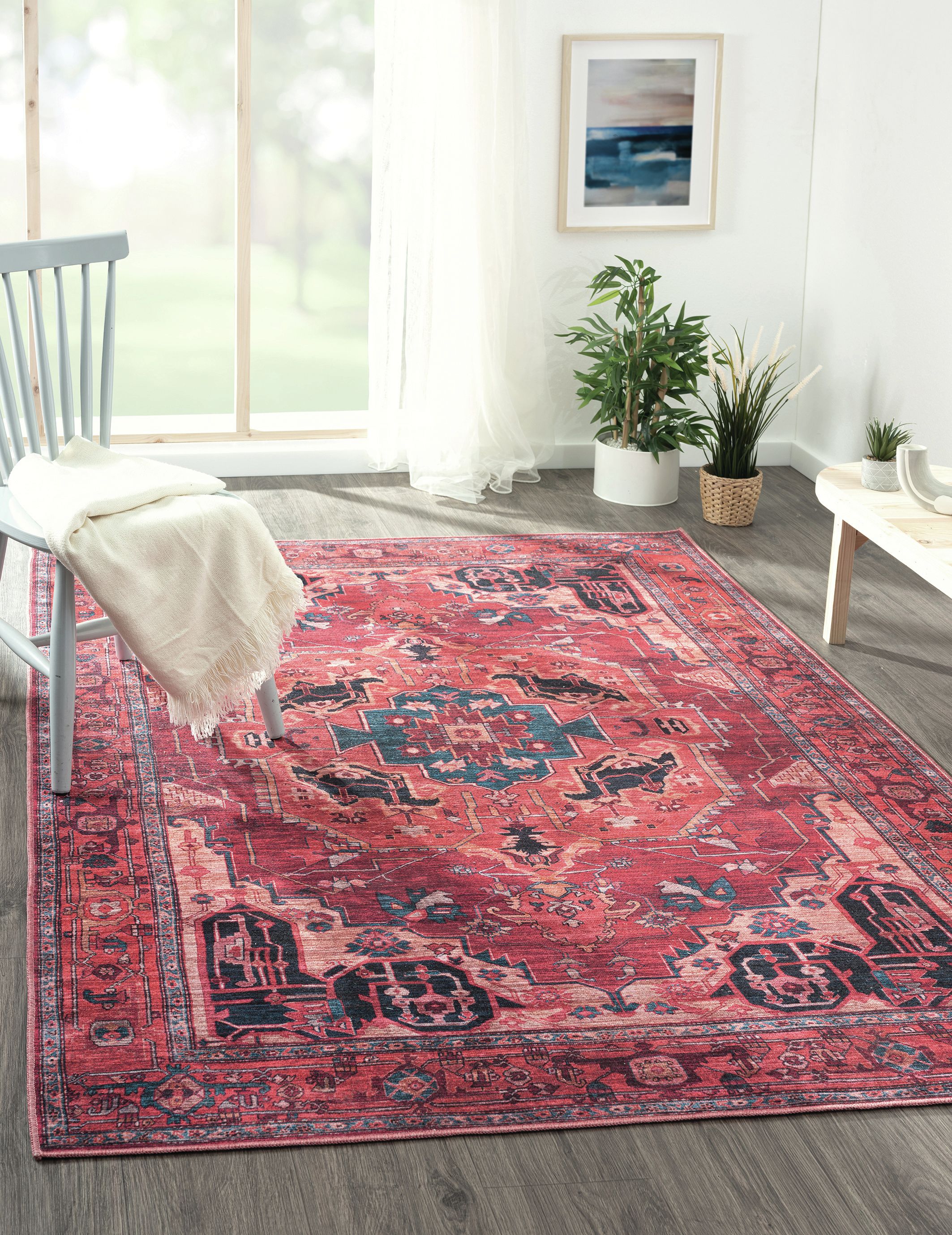 Ayla Red Persian Medium Rug, (L)170cm x (W)120cm