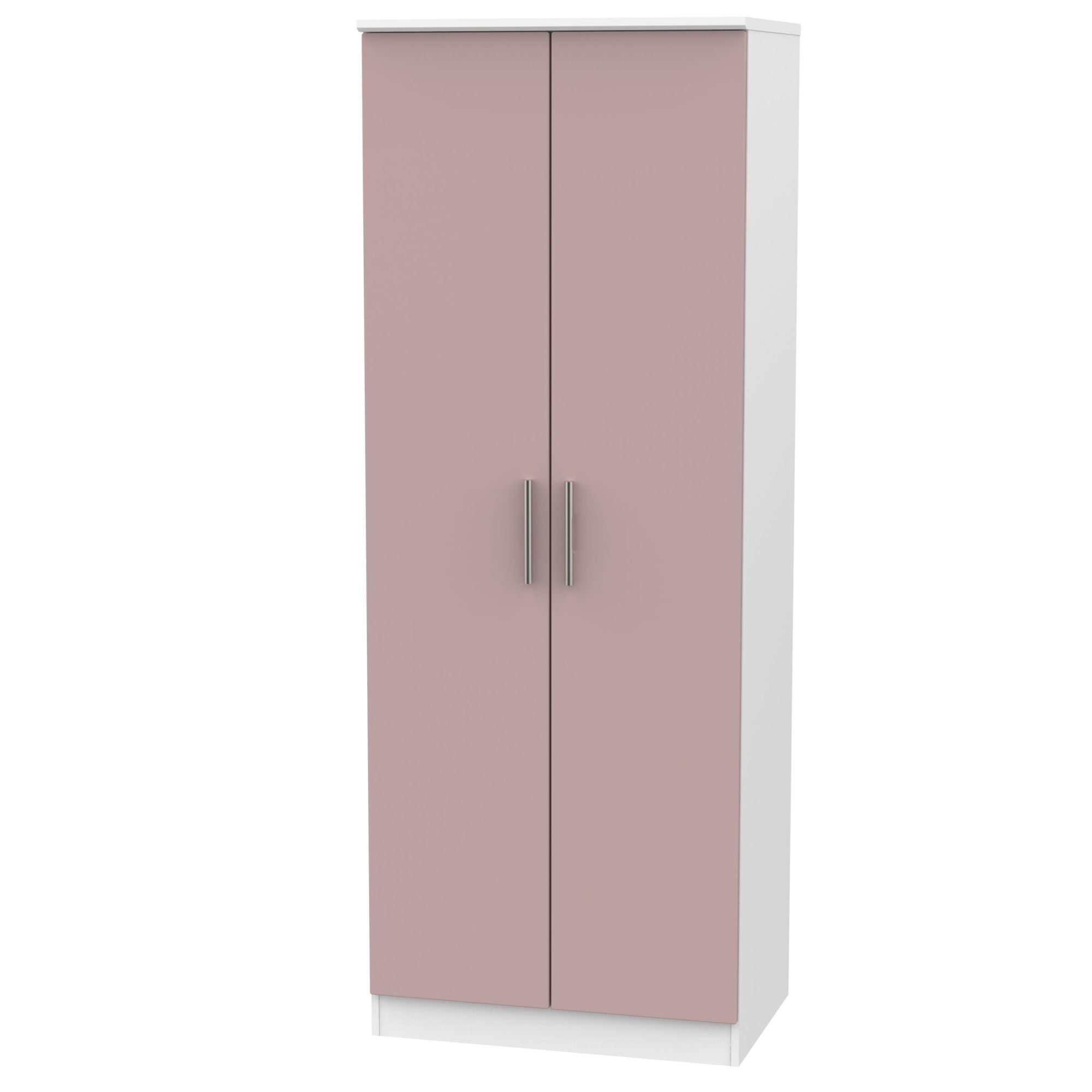 Azzurro Contemporary Matt pink & white Tall Double Wardrobe (H)1970mm ...