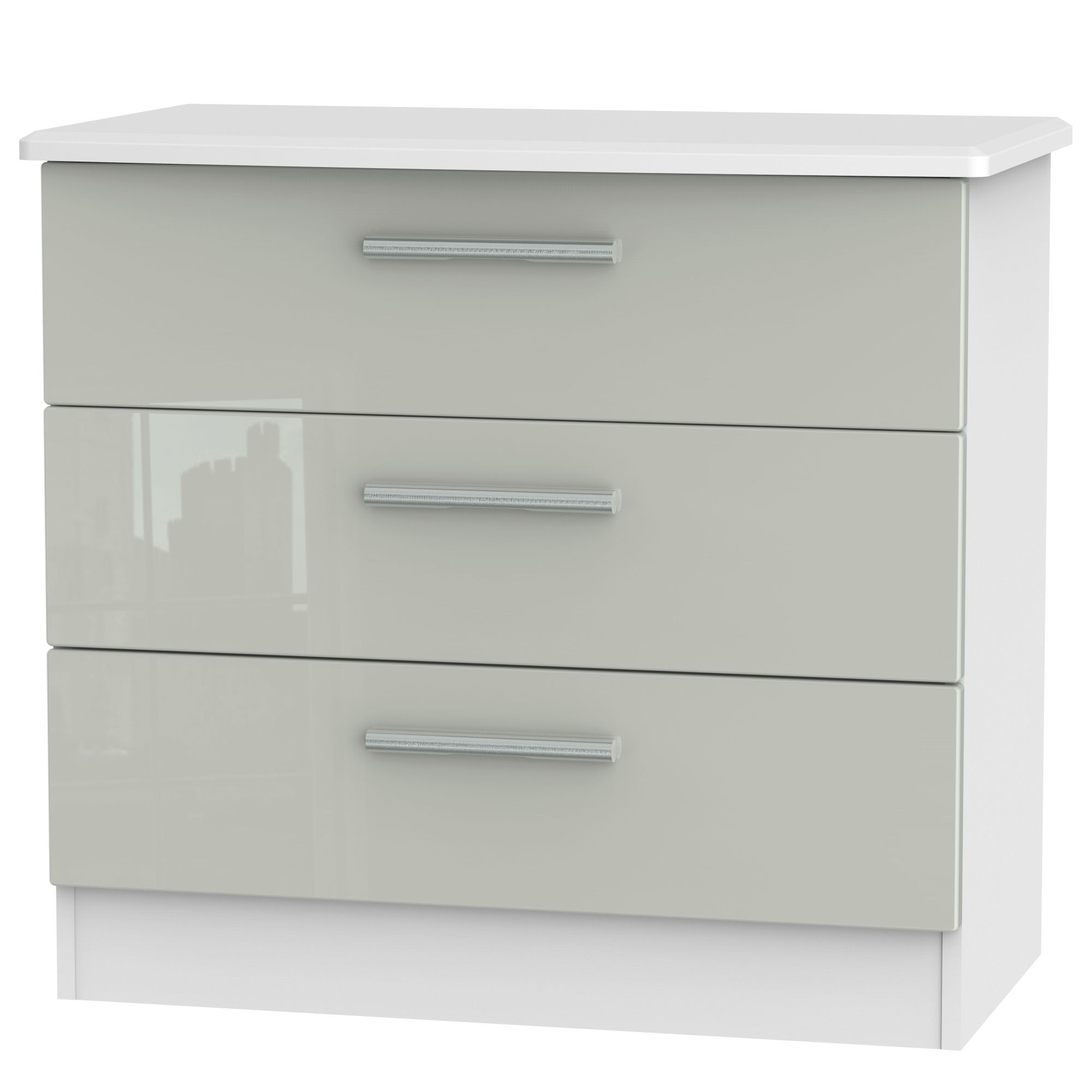 Azzurro High gloss grey & white Chipboard & MDF 3 Drawer Chest of ...