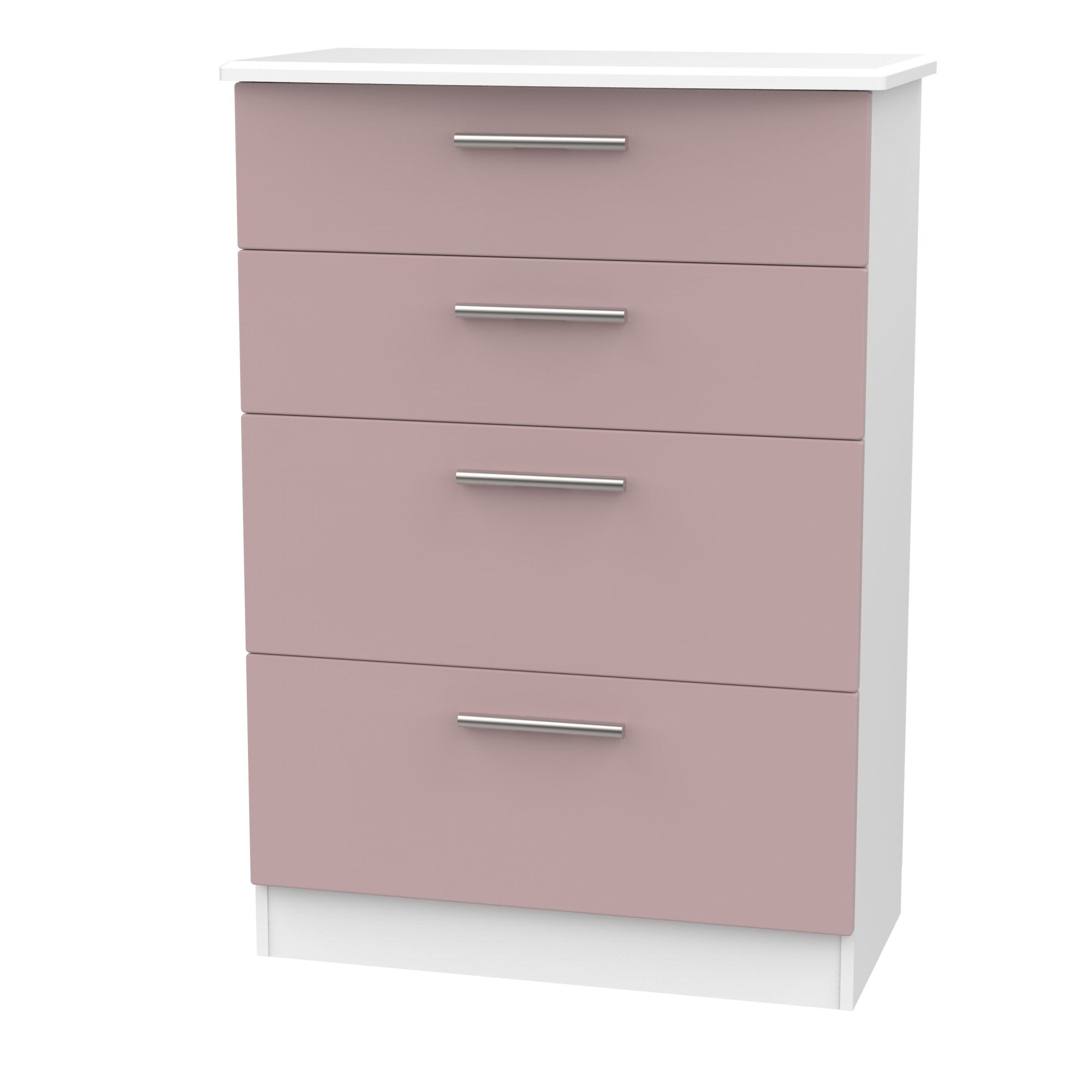 Azzurro Matt pink & white Chipboard & MDF 4 Drawer Deep Chest of ...