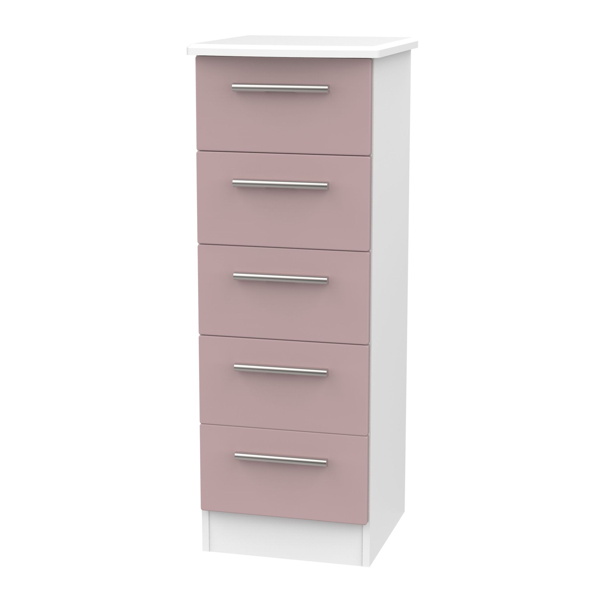Azzurro Matt pink & white Chipboard & MDF 5 Drawer Tall Chest of ...