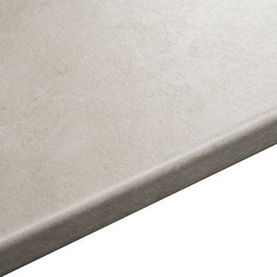 B&Q 38mm Chalk White Travertine effect Earthstone Round edge Kitchen ...