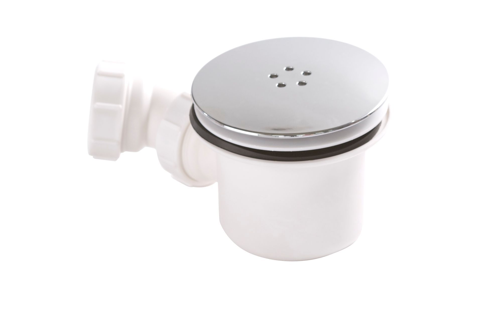 B&Q Hi-Flow White Silver effect Shower waste (Dia)90mm