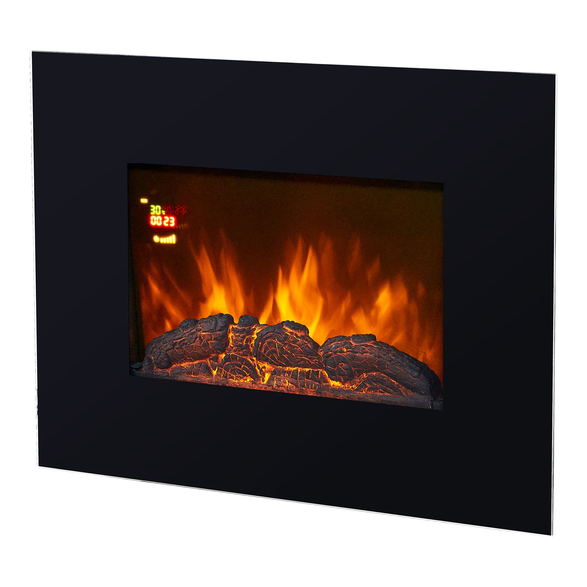 Balkhi Black Glass effect Steel & tempered glass Wall-mounted Electric ...