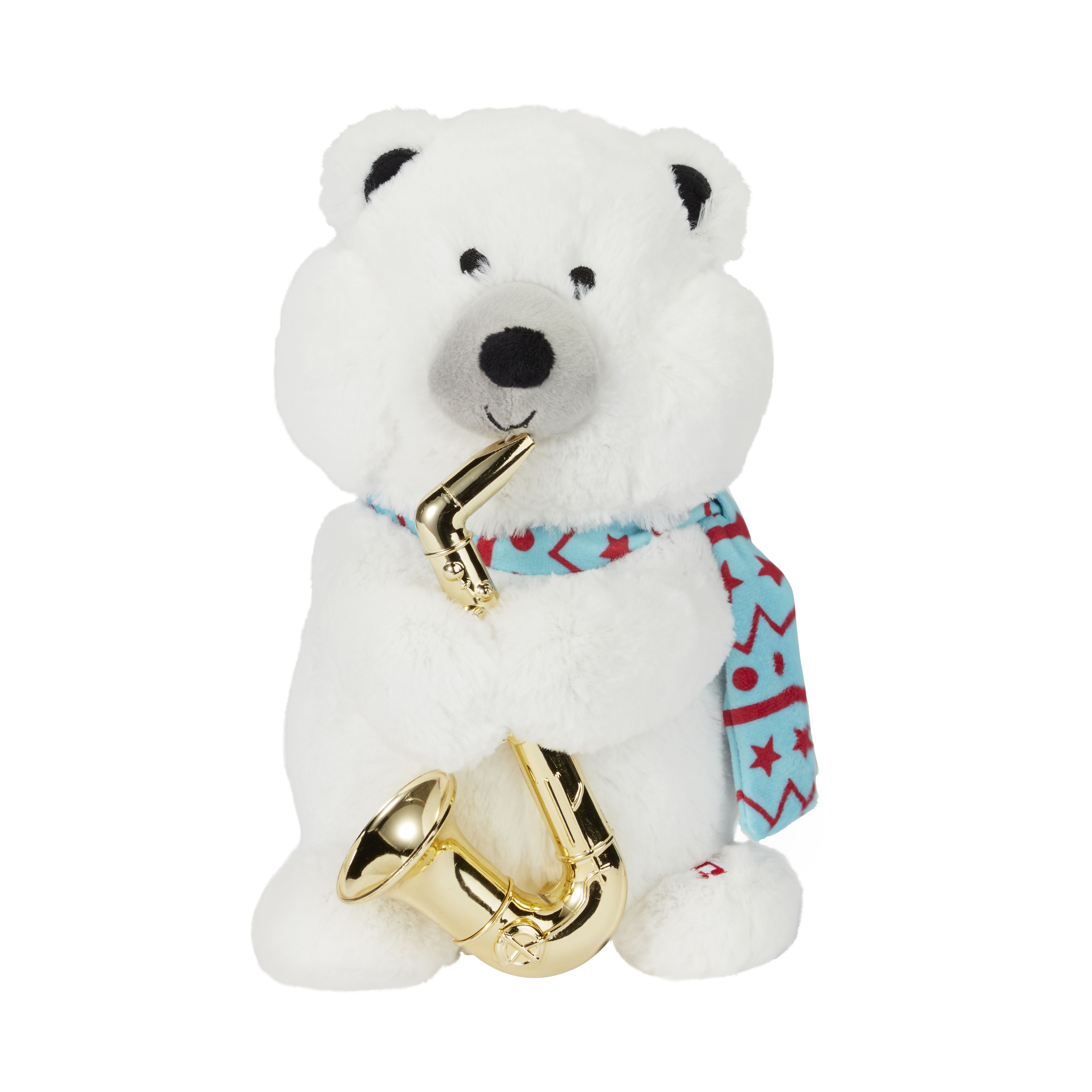 Battery-powered Body swaying Musical Saxophone Polar Bear character